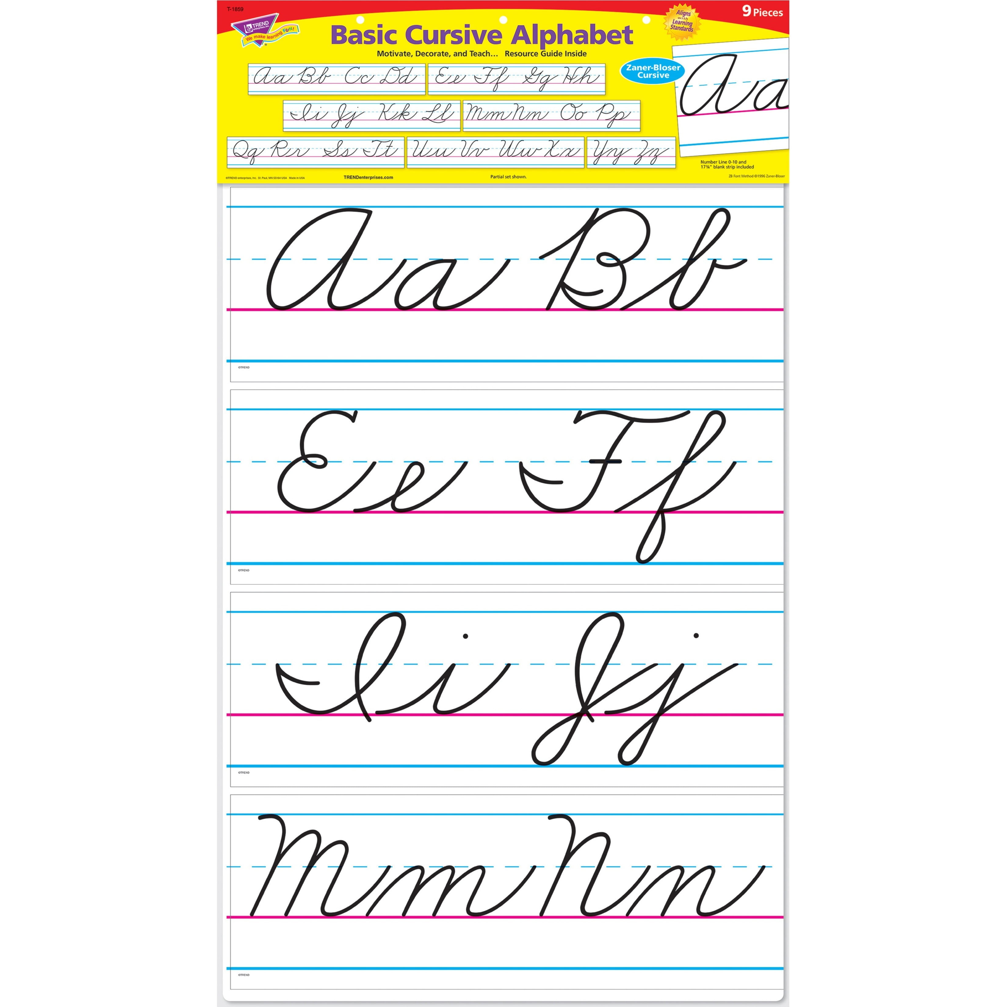 TREND Basic Alphabet Zaner-Bloser Cursive Bulletin Board Set - Walmart.com