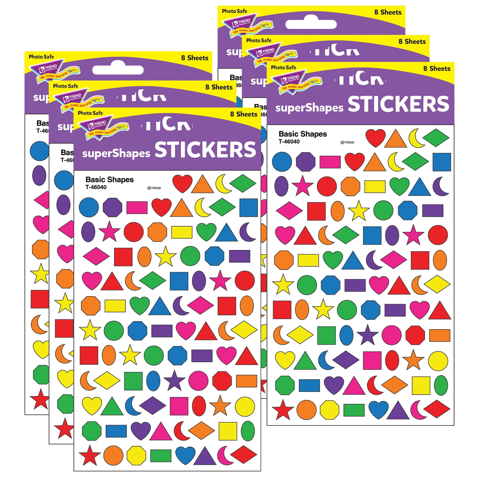 TREND Basic Shapes superShapes Stickers, 800 Per Pack, 6 Packs ...