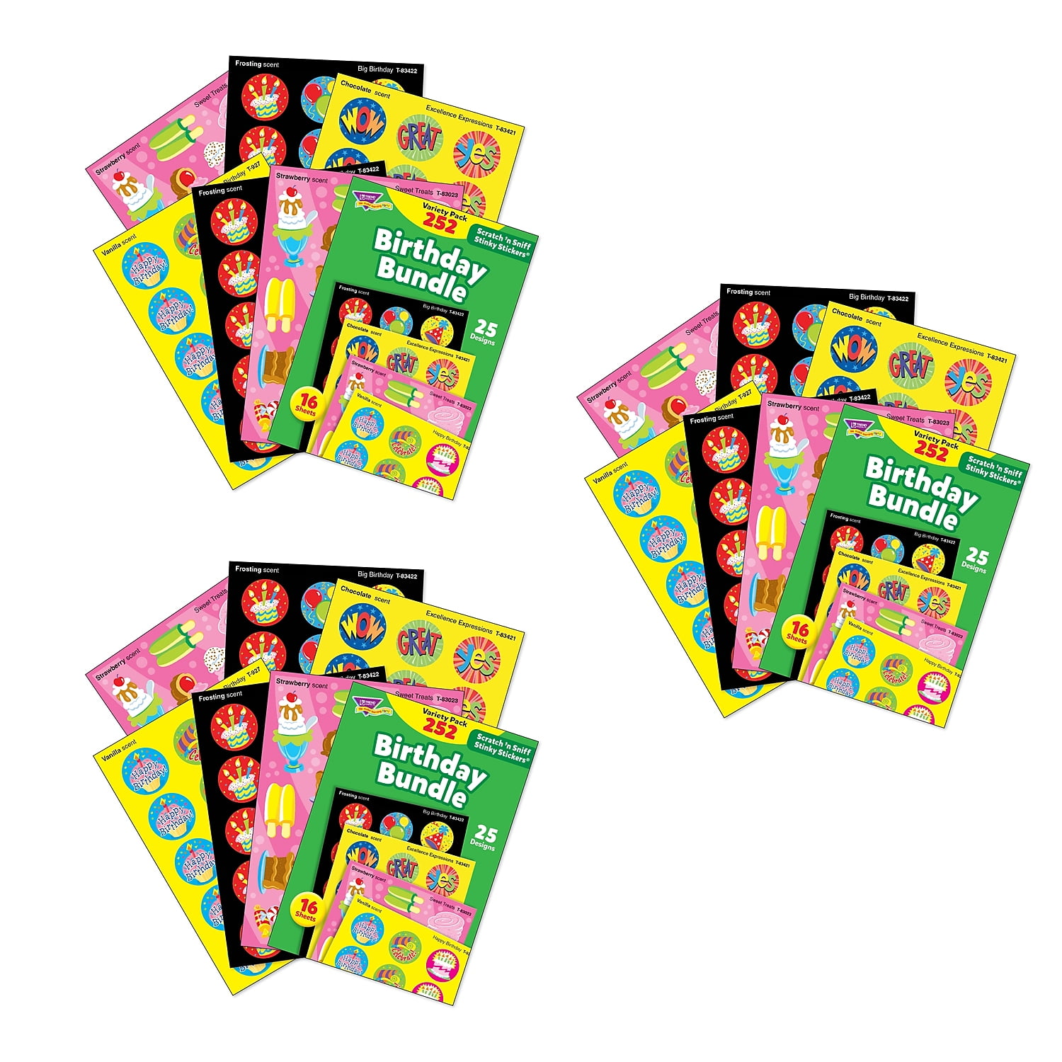 TREND Birthday Bundle Stinky Stickers Variety Pack, 252 Per Pack, 3 ...
