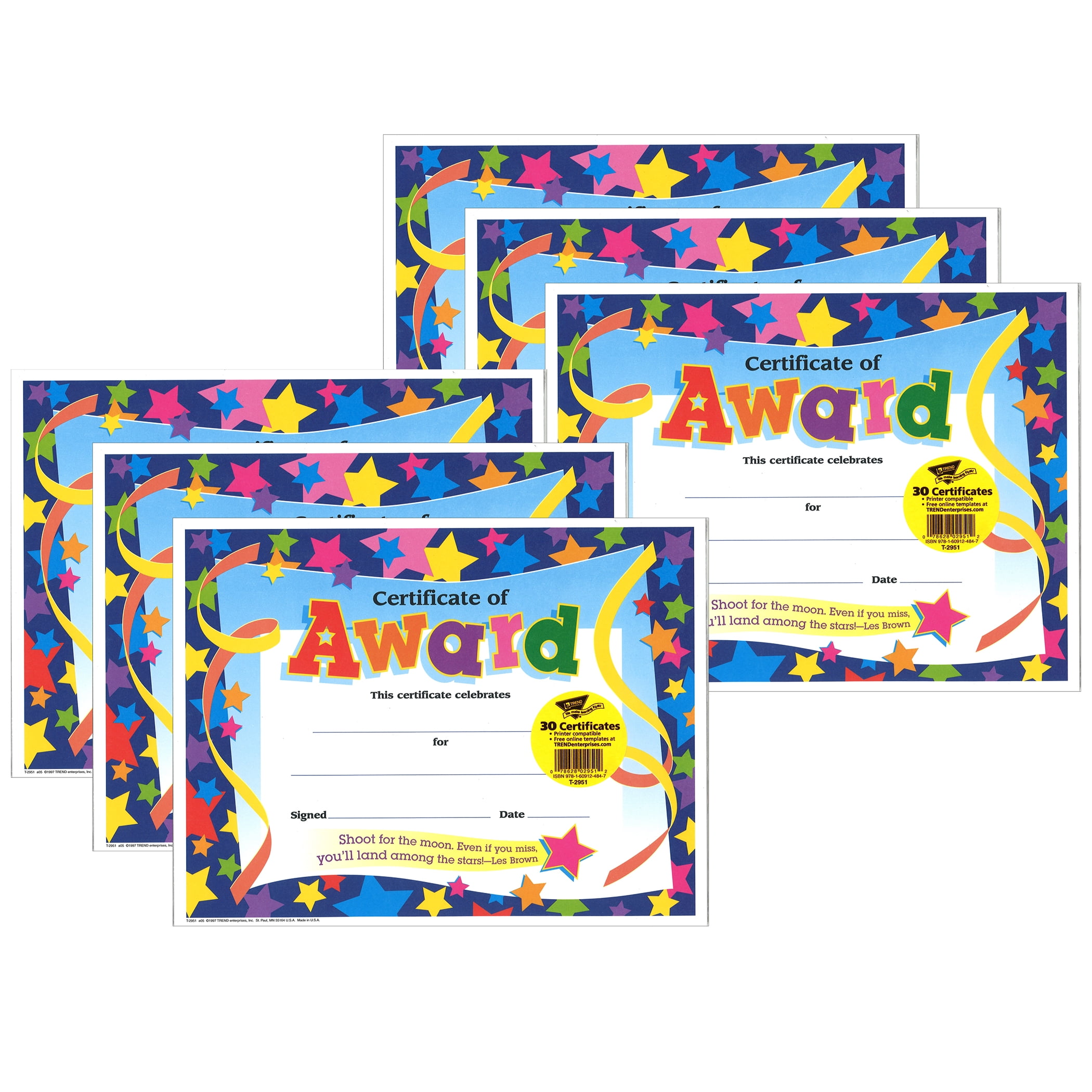 TREND Certificate of Award Colorful Classics Certificates, 30 Per Pack ...