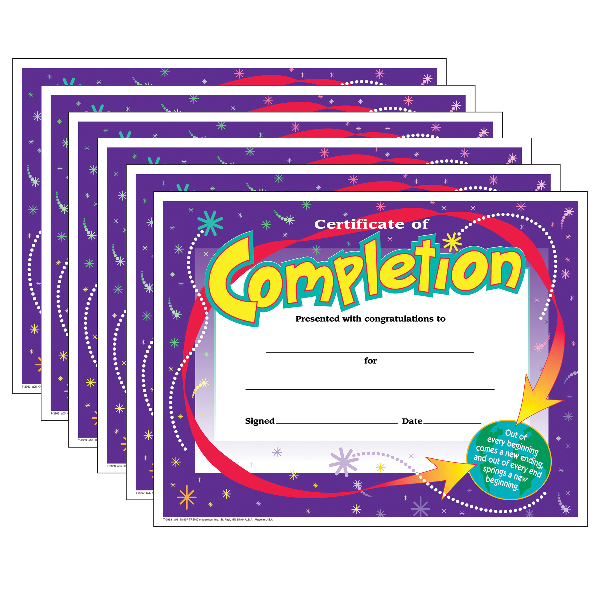 TREND Certificate of Completion Colorful Classics Certificates, 30 Per ...