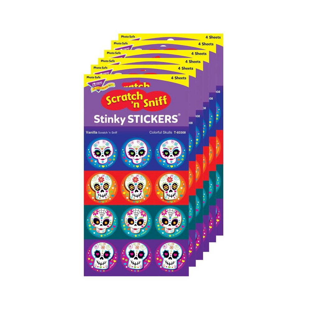 TREND Colorful Skulls/Vanilla Stinky Stickers, 48 Per Pack, 6 Packs ...