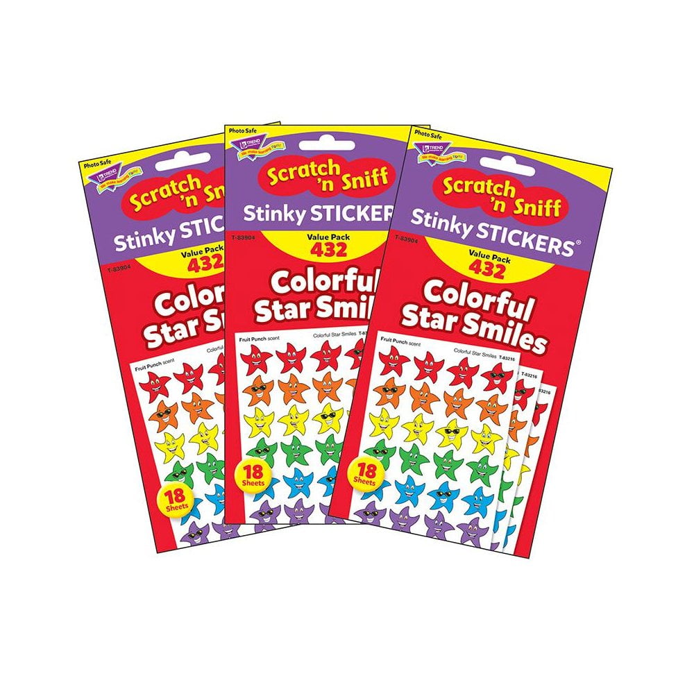 TREND Colorful Star Smiles Stinky Stickers Variety Pack, 432 Per Pack ...