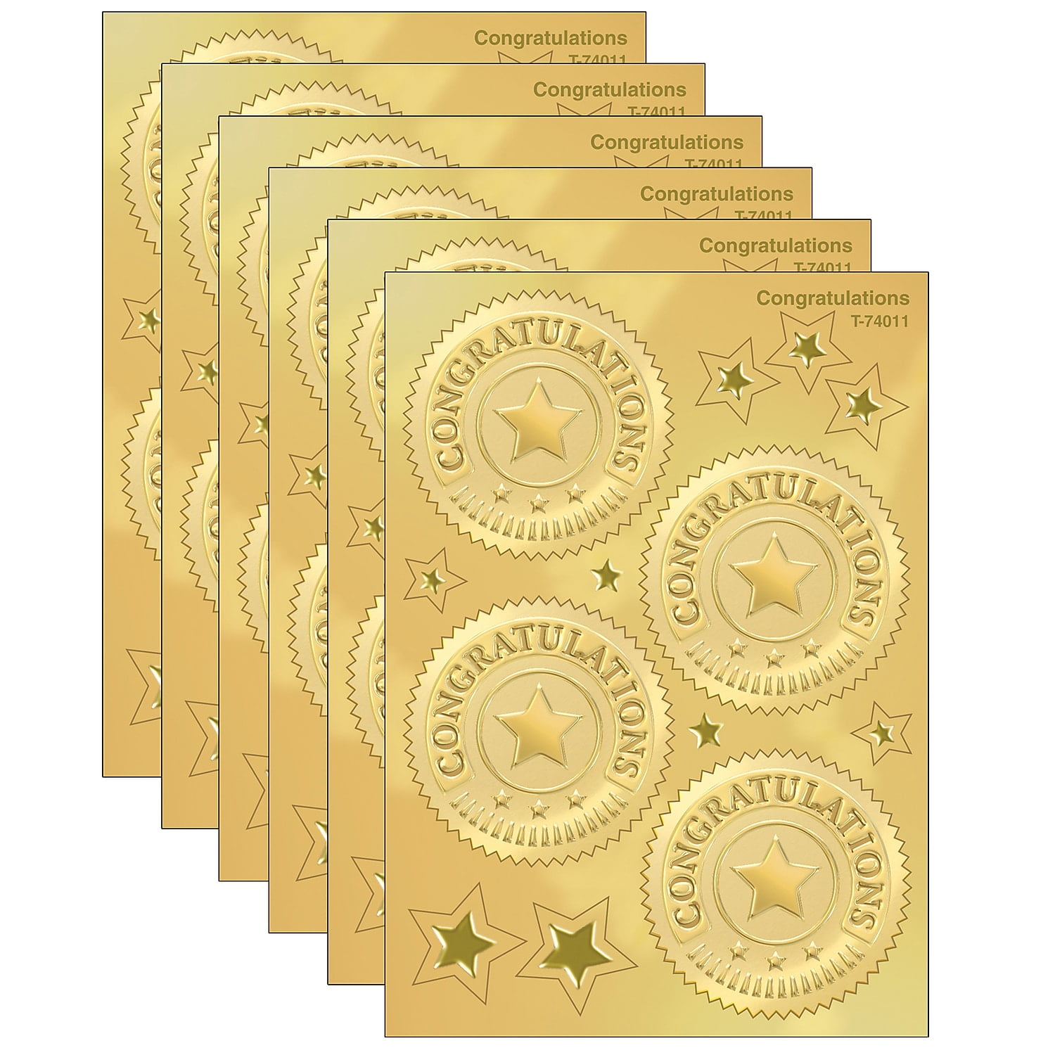 TREND Congratulations (Gold) Award Seals Stickers, 32 Per Pack, 6 Packs ...