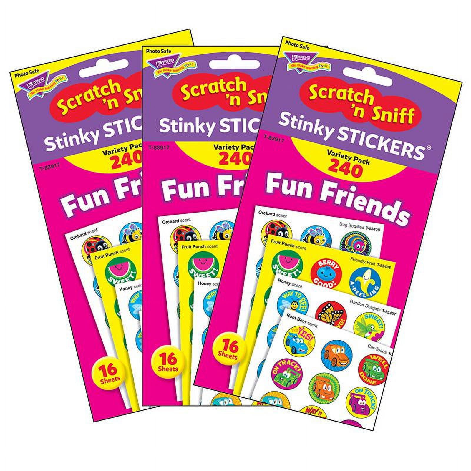 TREND Fun Friends Stinky Stickers Variety Pack, 240 Per Pack, 3 Packs ...