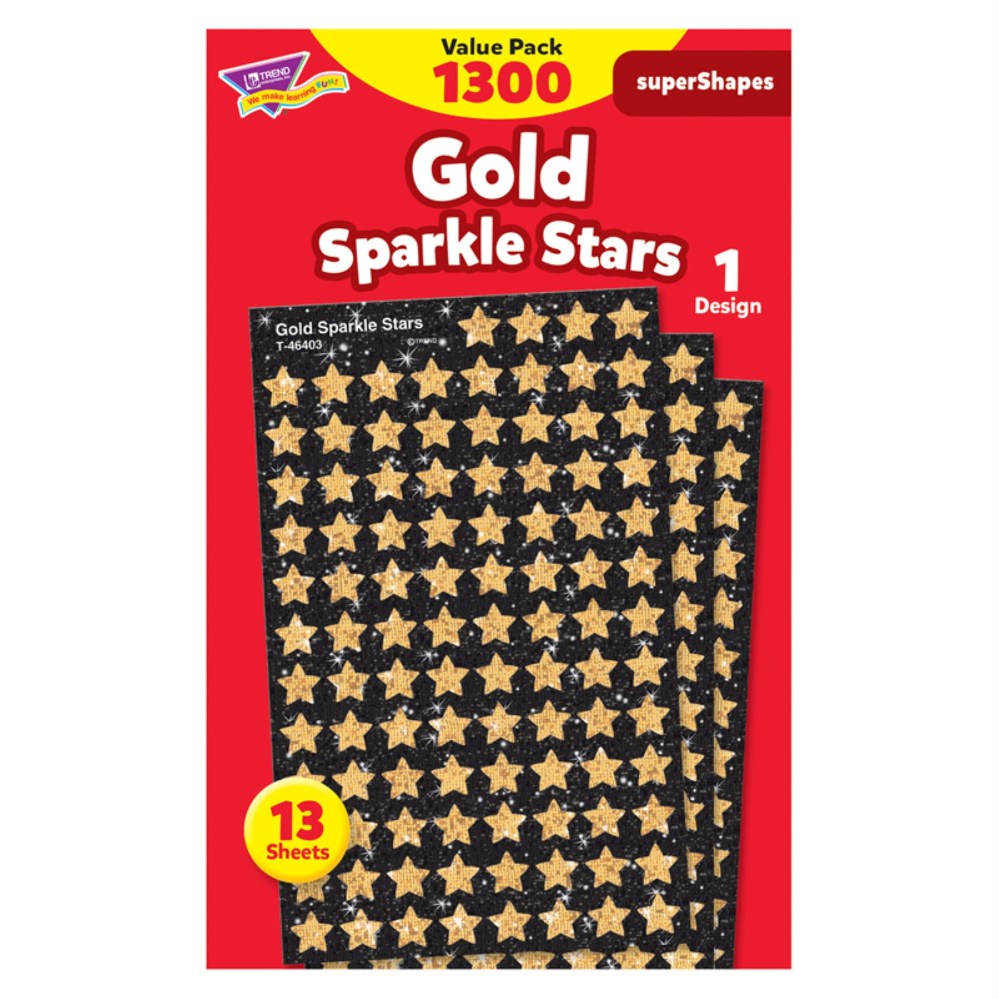 TREND Gold Sparkle Stars superShapes Value Pack, 1300 Per Pack, 3 Packs ...
