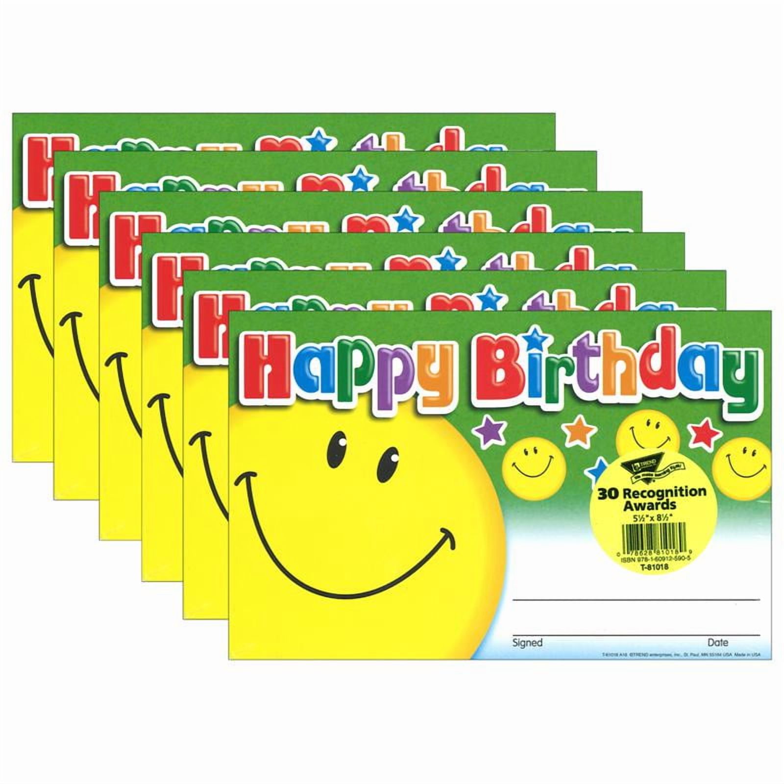 TREND Happy Birthday Smile Recognition Awards, 30 Per Pack, 6 Packs ...