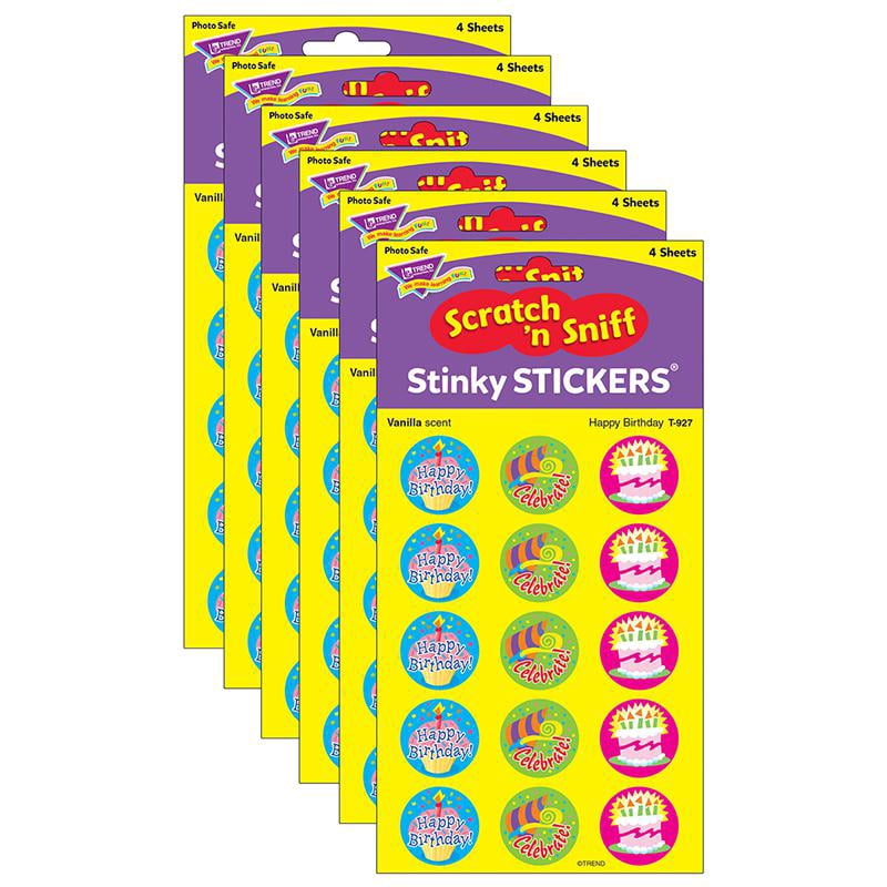 TREND Happy Birthday/Vanilla Stinky Stickers, 60 Per Pack, 6 Packs ...
