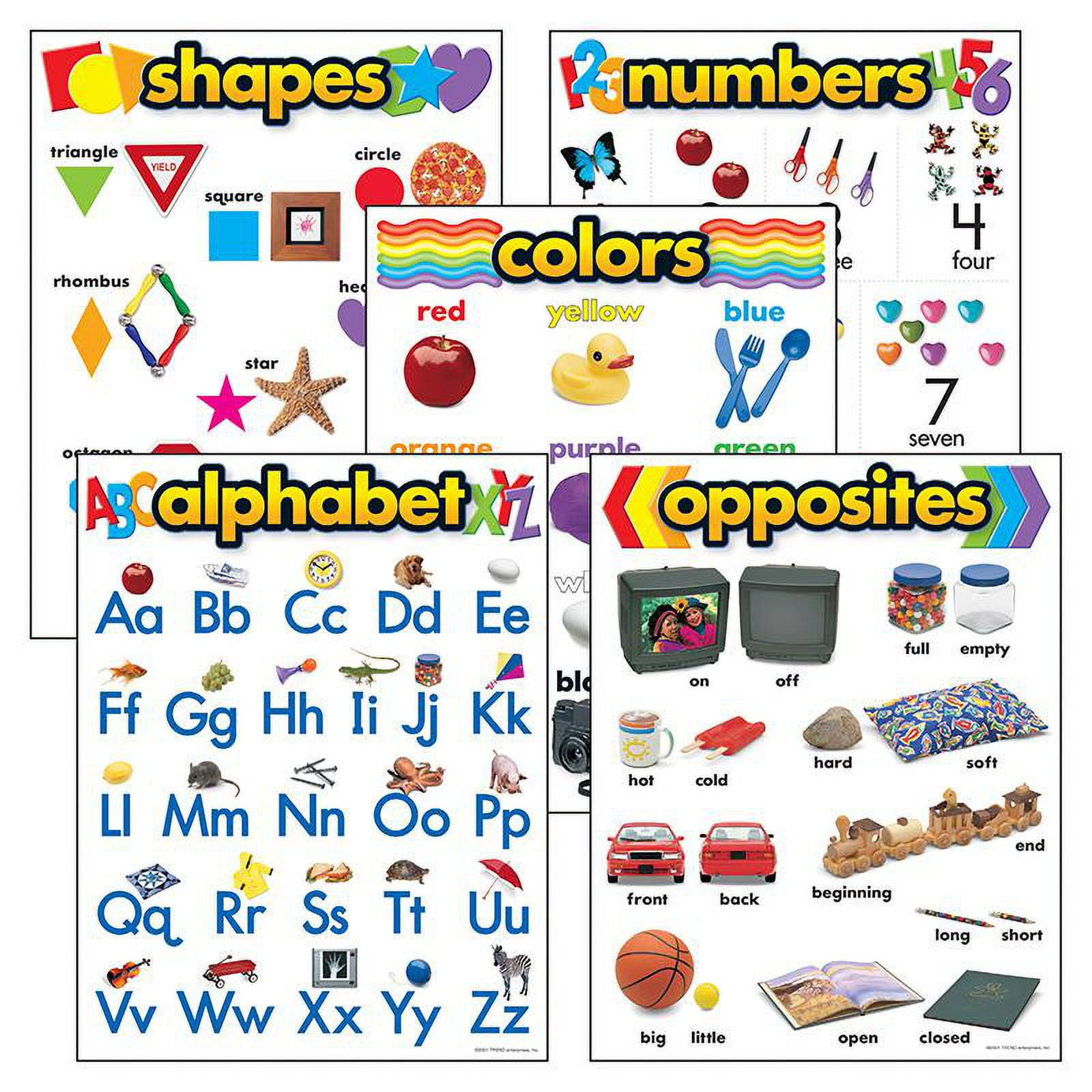 Trend Kindergarten Basic Skills Learning Charts Combo Pack, 17" x 22 ...