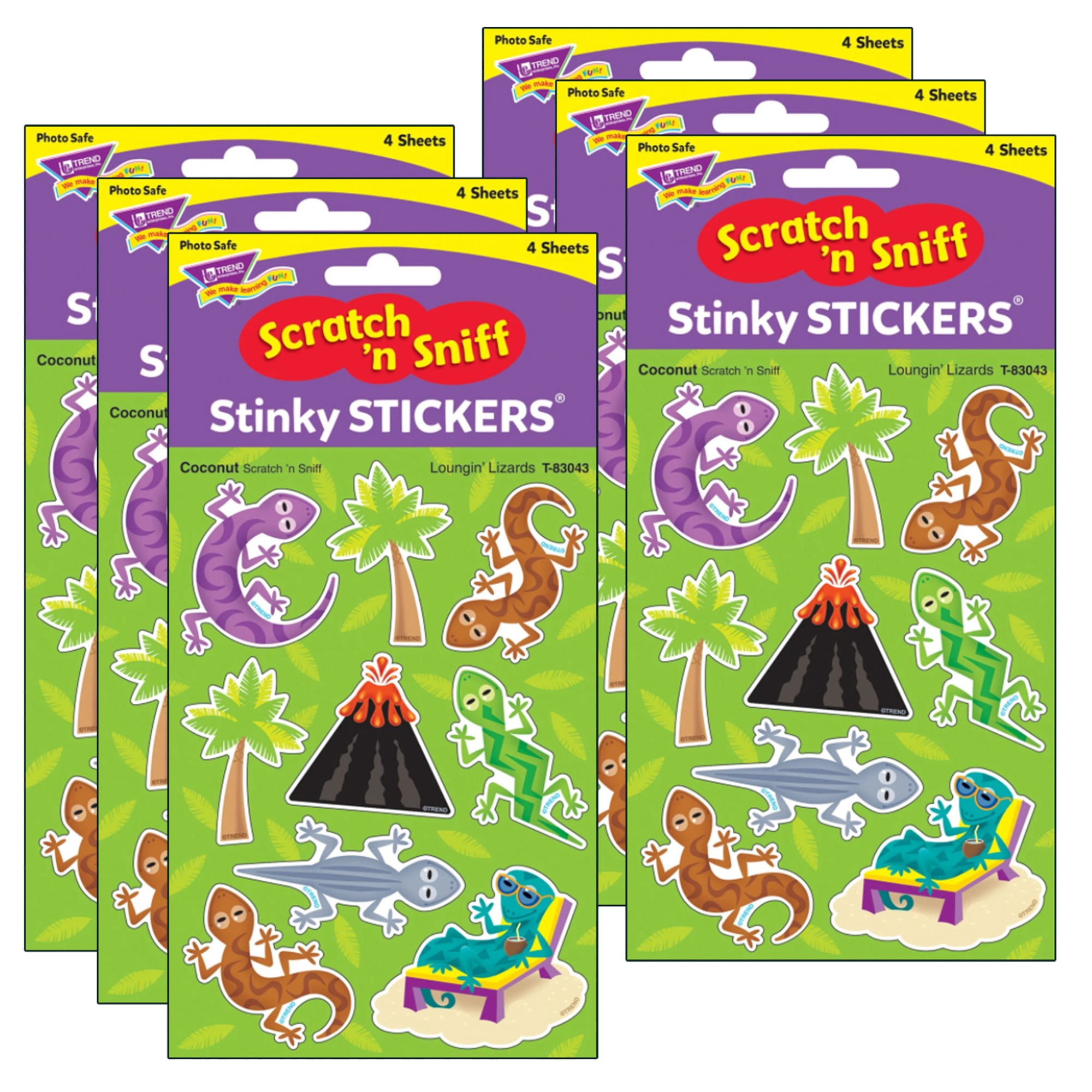 TREND Loungin' Lizards/Coconut Mixed Shapes Stinky Stickers, 36 Per ...