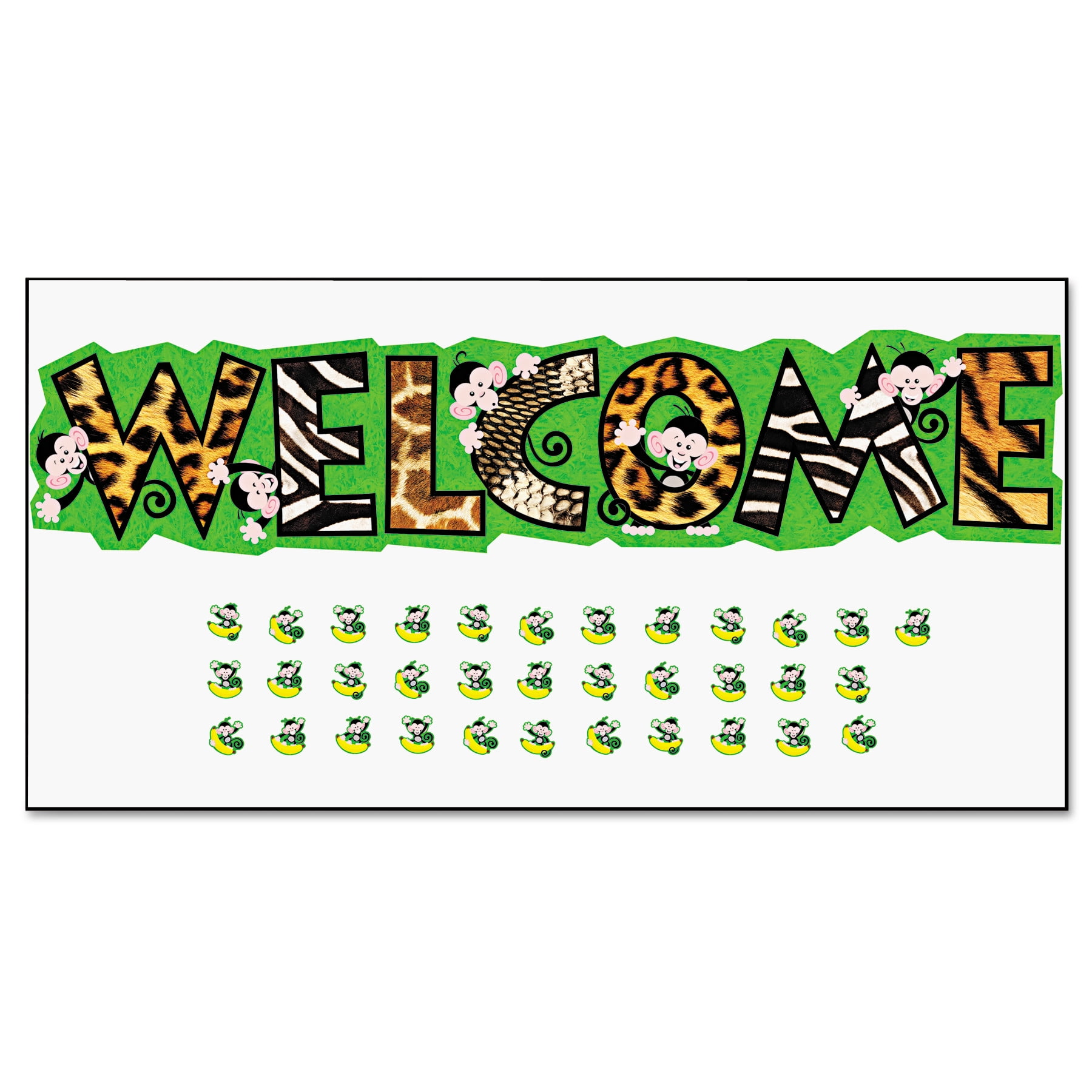 TREND Monkey Mischief "Welcome" Bulletin Board Set, 81 x 18, 38 Pieces ...