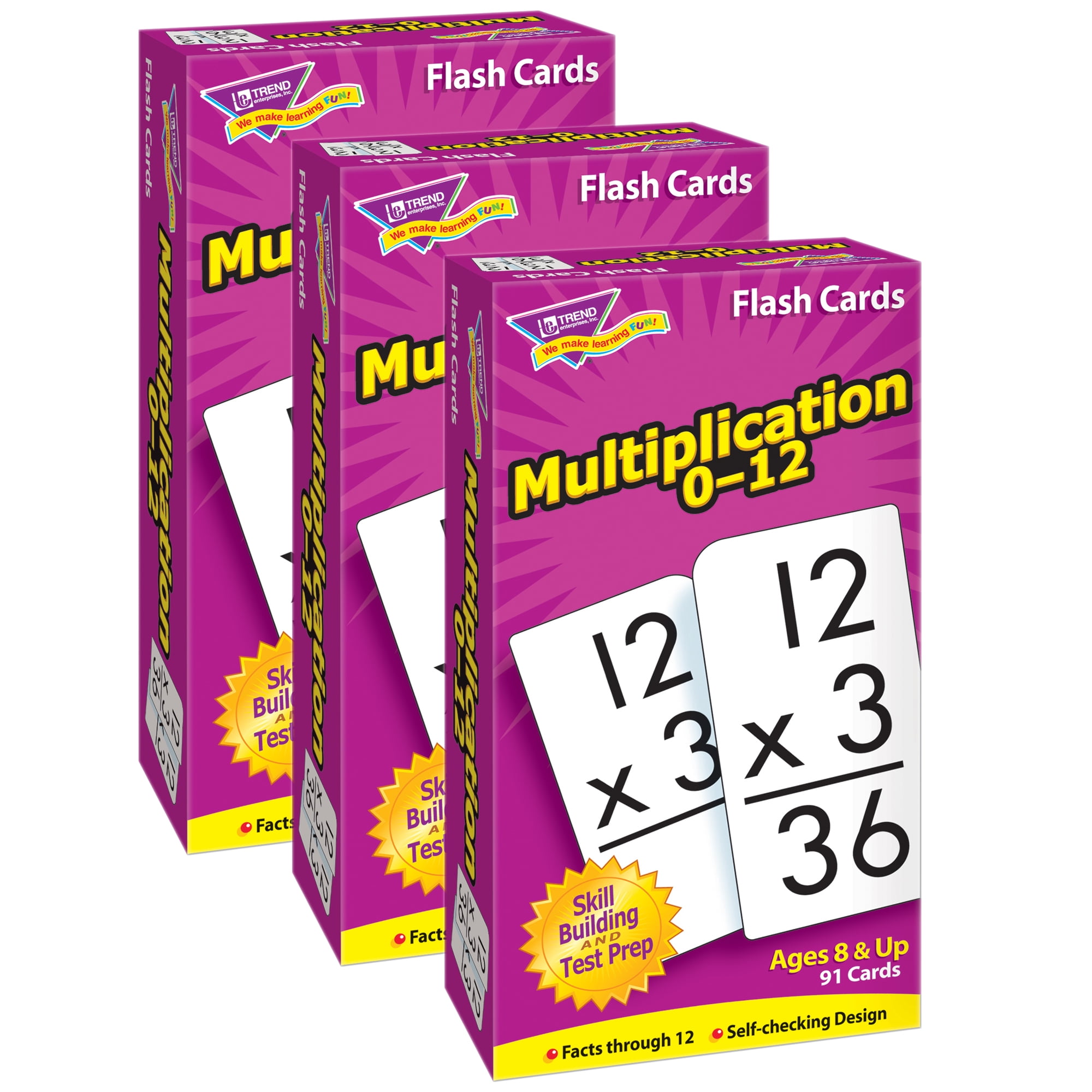 TREND Multiplication 0-12 Skill Drill Flash Cards, Pack of 3 - Walmart.com