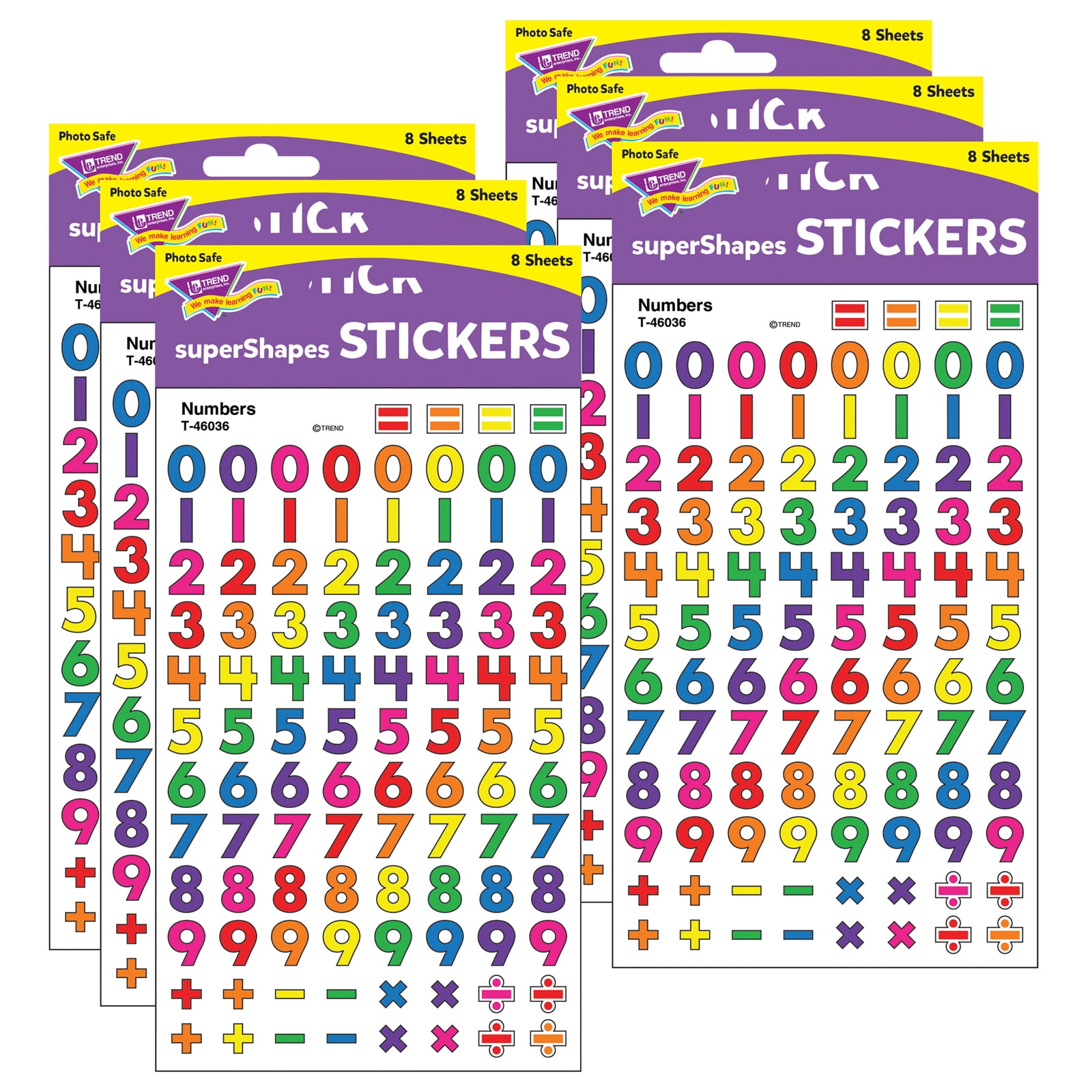 TREND Numbers superShapes Stickers, 800 Per Pack, 6 Packs - Walmart.com