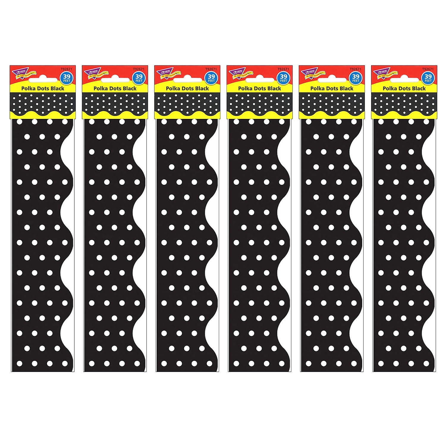 TREND Polka Dots Black Terrific Trimmers, 39 Feet Per Pack, 6 Packs ...