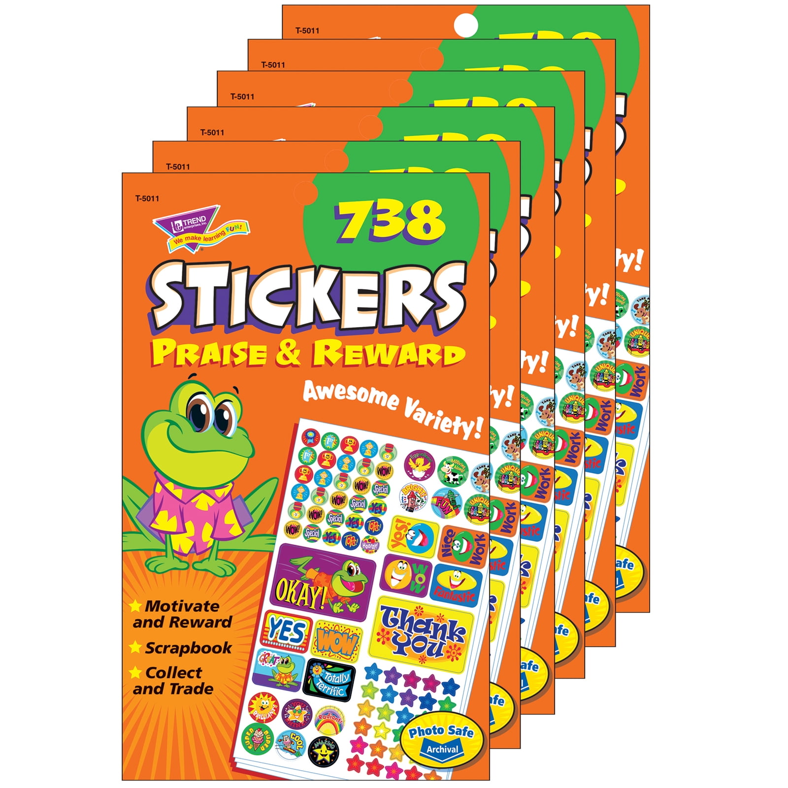 TREND Praise & Reward Sticker Pad, 738 Sticker Per Pad, Pack of 6 ...