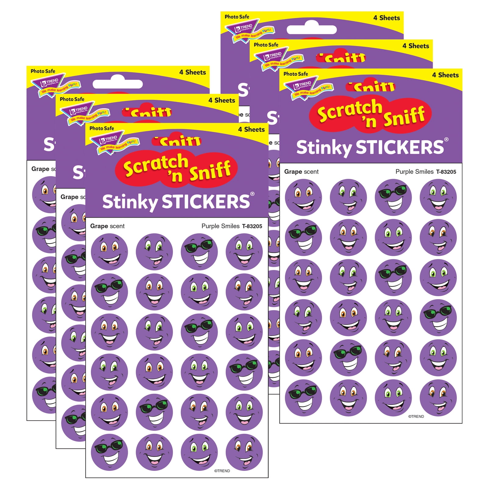 TREND Purple Smiles/Grape Stinky Stickers, 96 Per Pack, 6 Packs ...