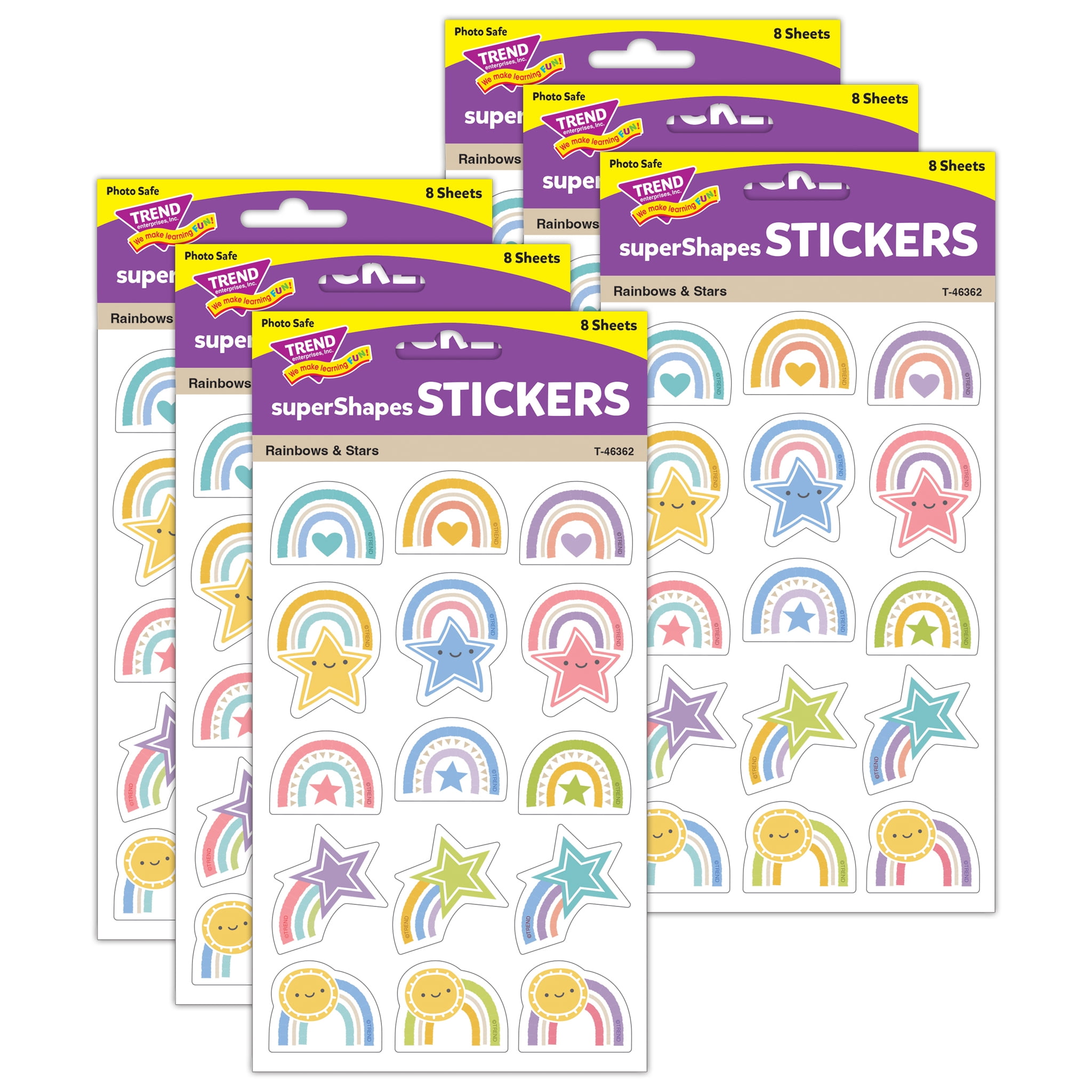 TREND Rainbows & Stars Large superShapes Stickers, 120 Per Pack, 6 ...