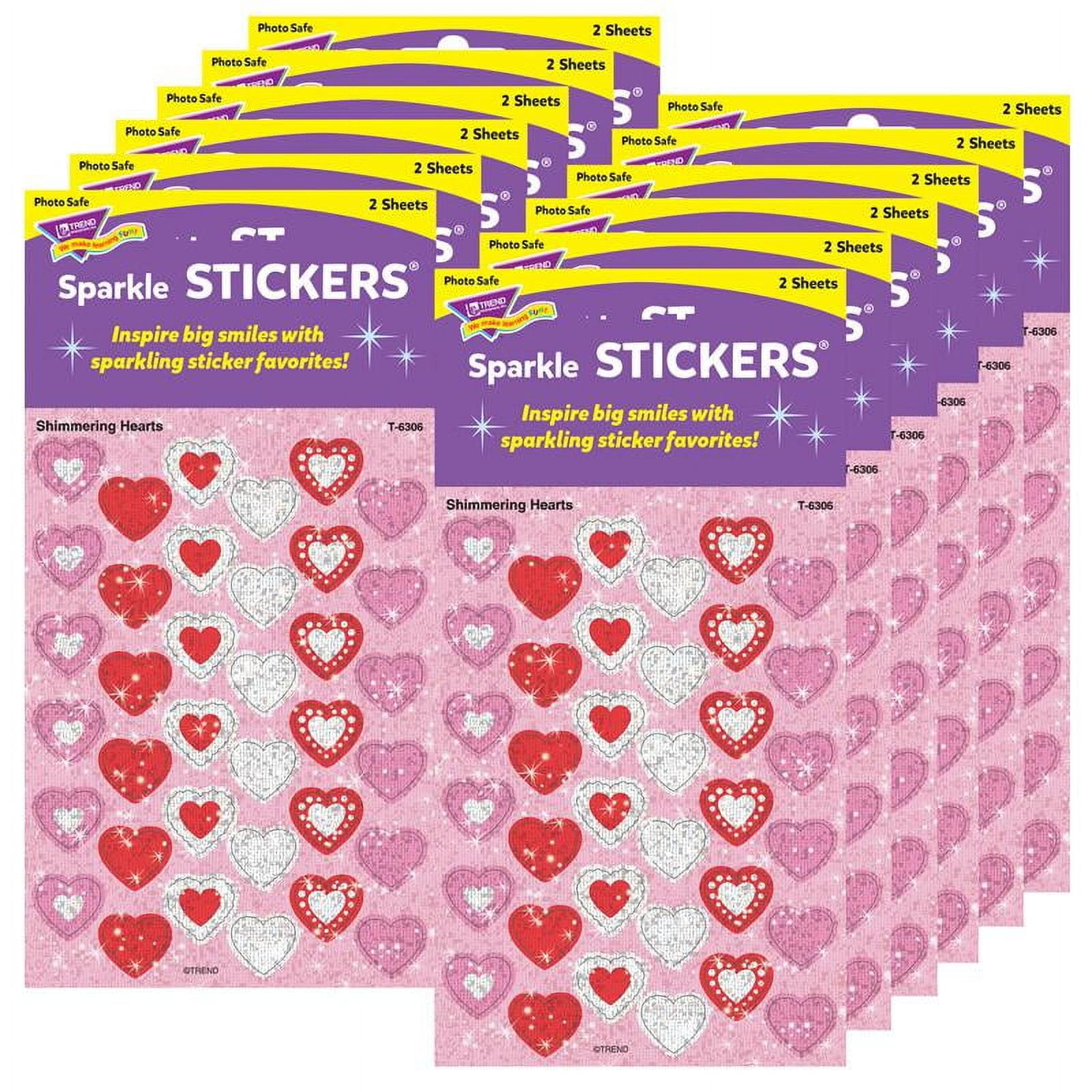 TREND Shimmering Hearts Sparkle Stickers, 72 Per Pack, 12 Packs ...