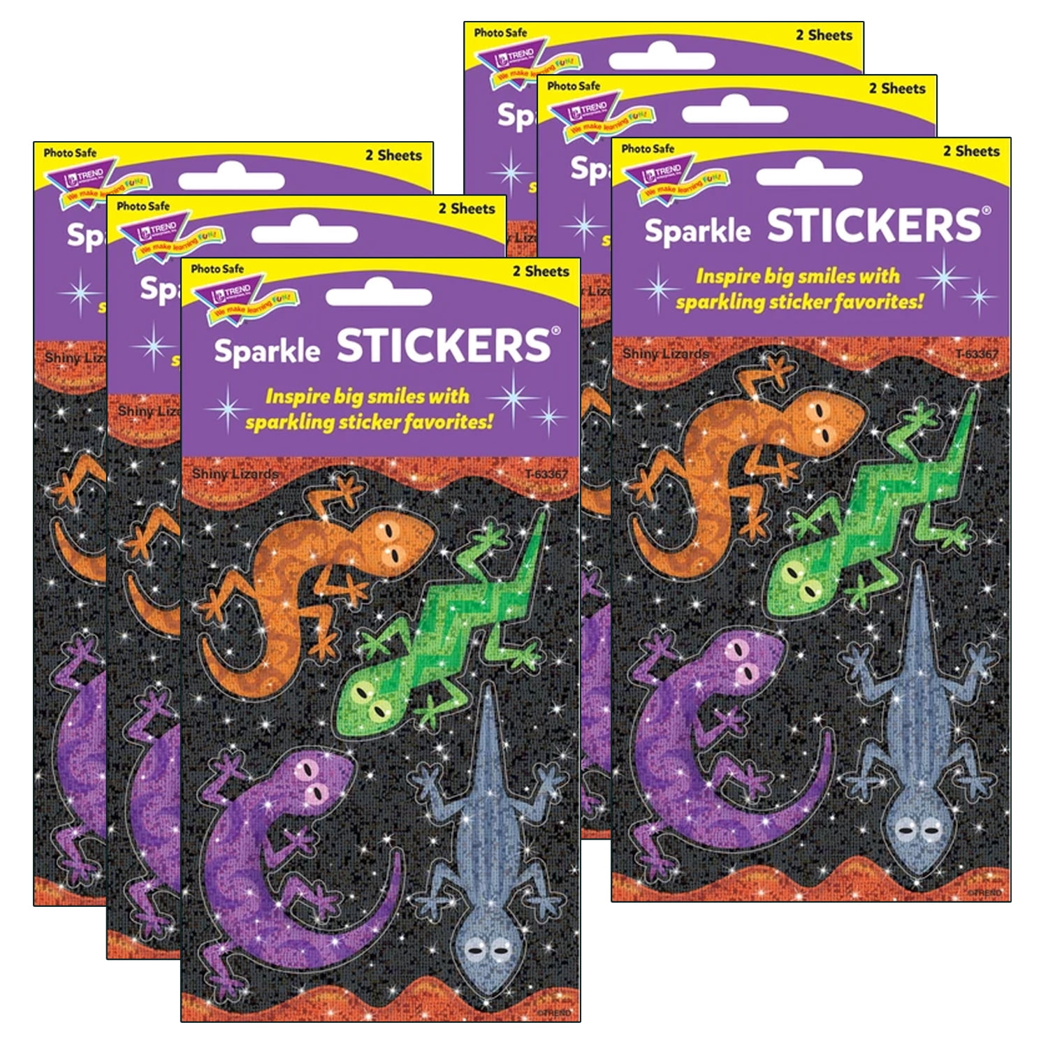 TREND Shiny Lizards Large Sparkle Stickers, 8 Per Pack, 6 Packs ...
