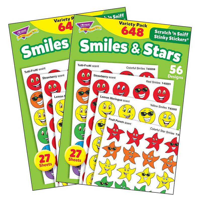 TREND Smiles & Stars Stinky Stickers Variety Pack, 648 Per Pack, 2 ...