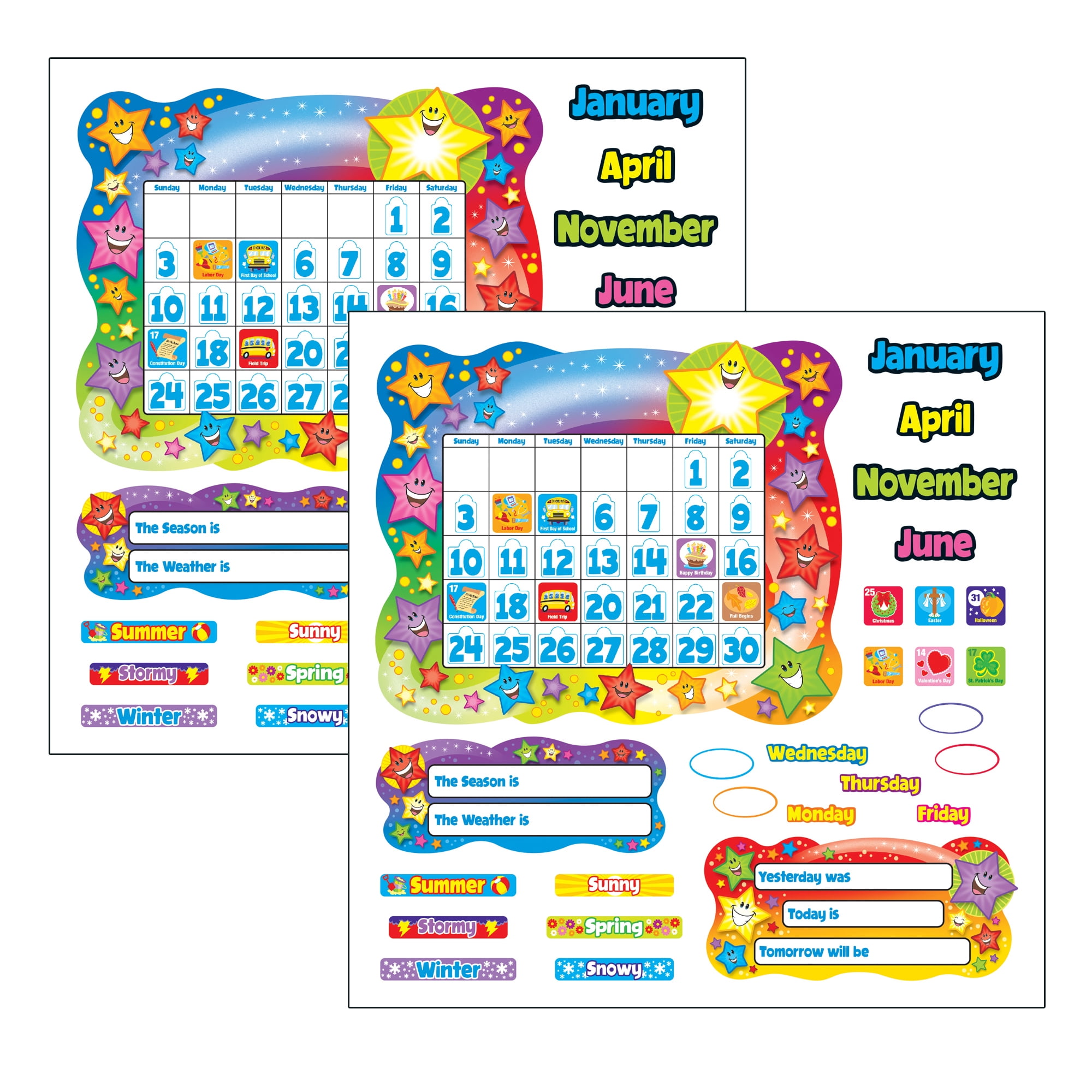 TREND Star Calendar Bulletin Board Set, 2 Sets - Walmart.com