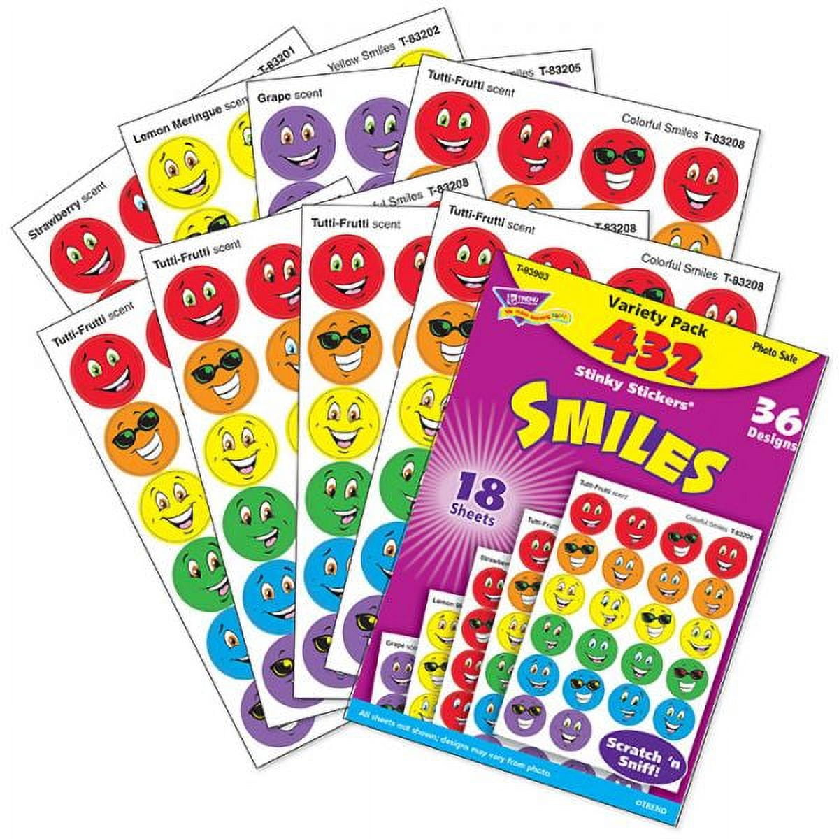 TREND Stinky Stickers Variety Pack, Smiles, Assorted Colors, 432/Pack ...