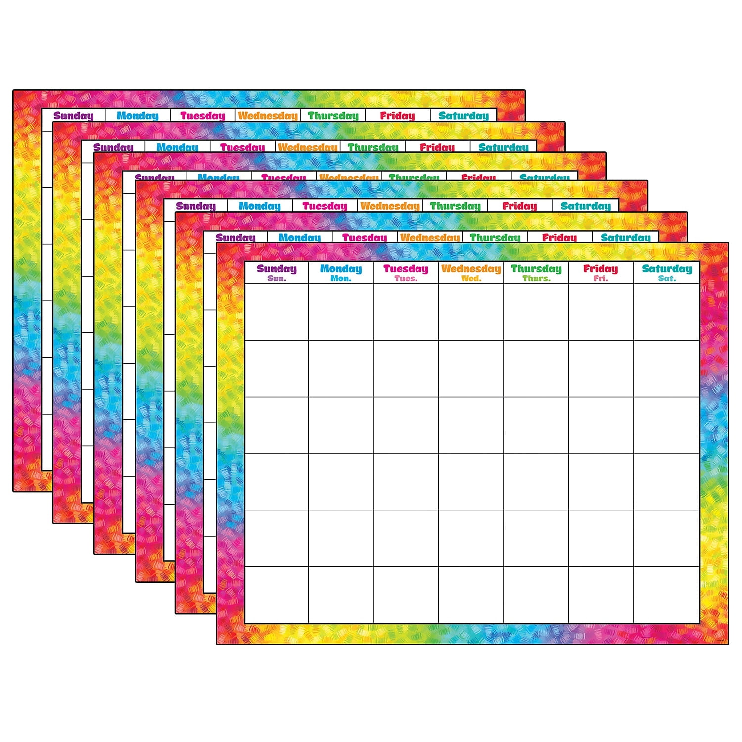 TREND T-27011-6 Colorful Brush Strokes, Monthly Wipeoff Calendar (6 EA ...