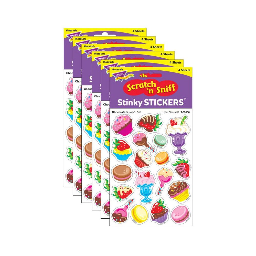 TREND Treat Yourself/Chocolate Mixed Shapes Stinky Stickers, 72 Per ...