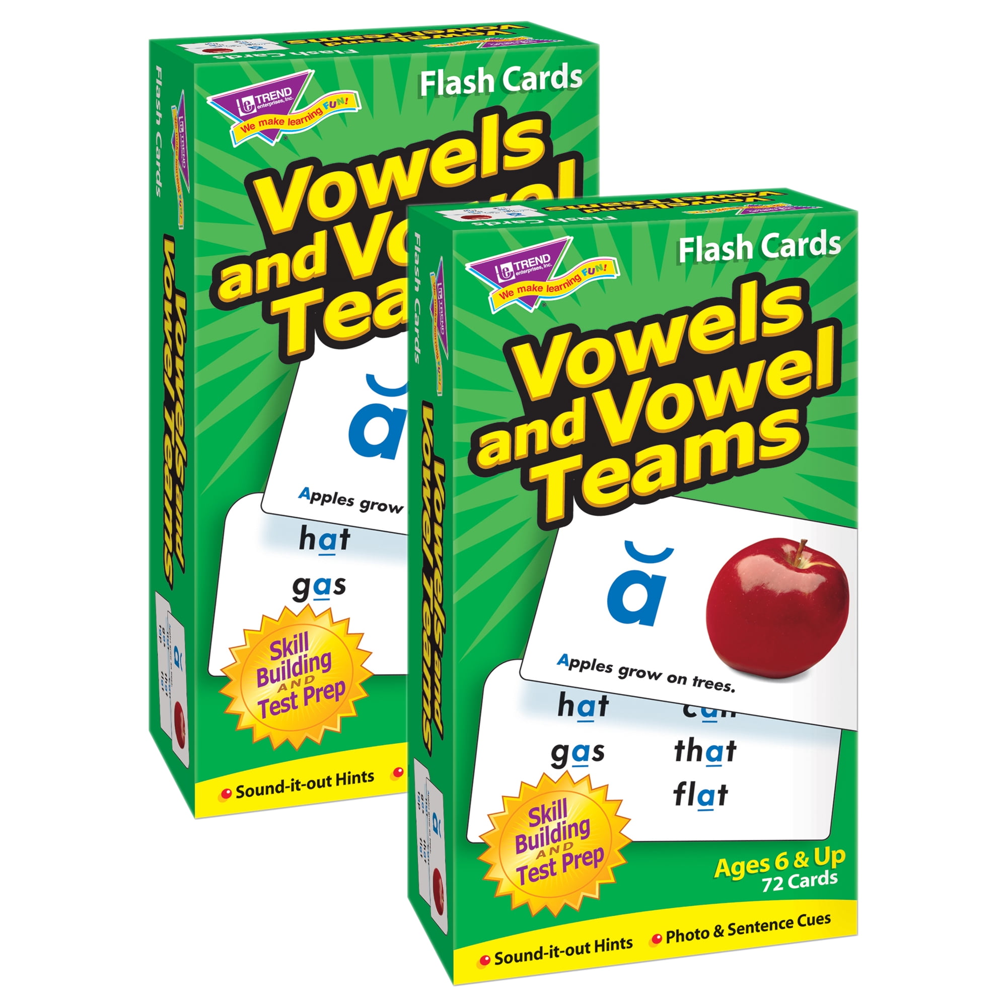 TREND Vowels and Vowel Teams Skill Drill Flash Cards, Pack of 2 ...