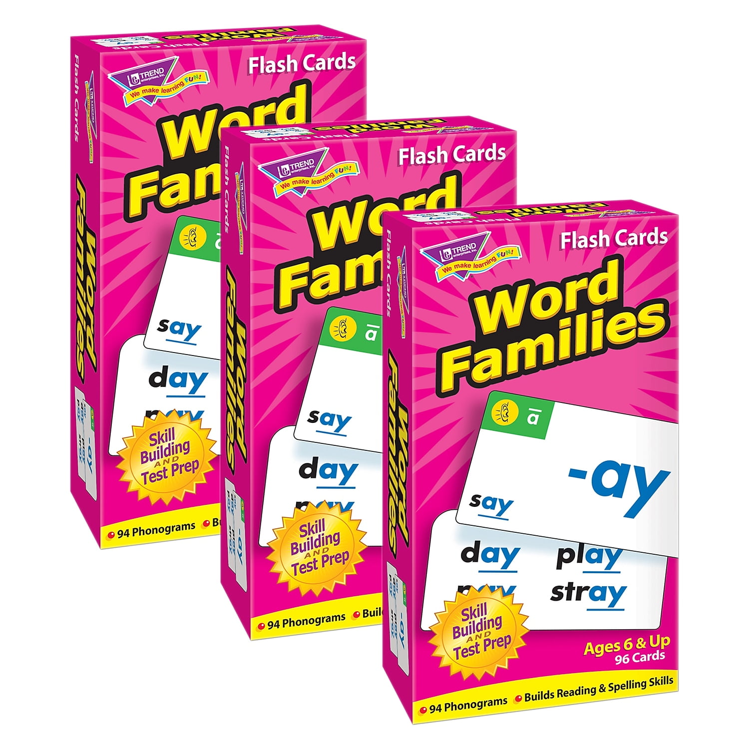 TREND Word Families Skill Drill Flash Cards, 3 Packs - Walmart.com