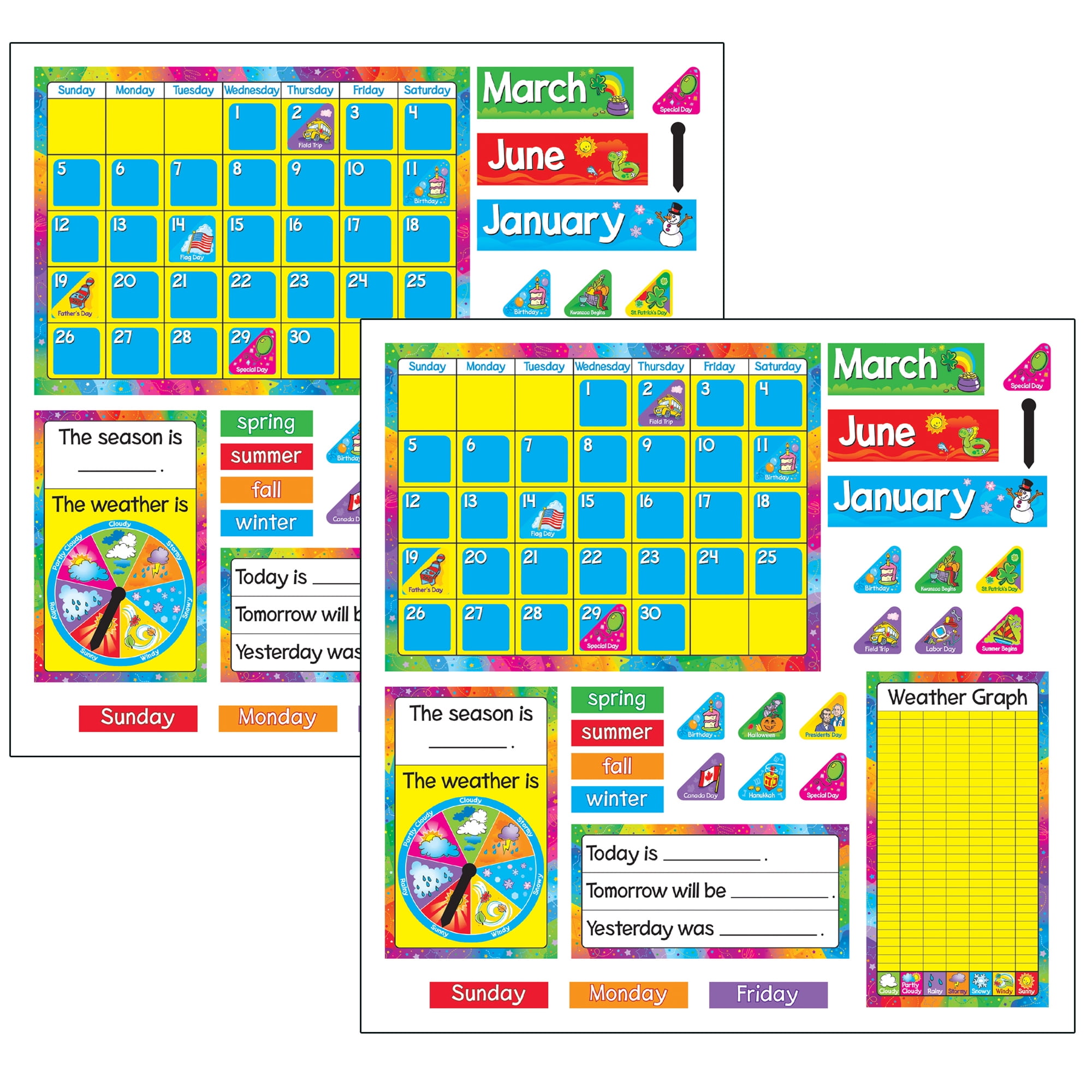 TREND Year Around Calendar Bulletin Board Set, 2 Sets - Walmart.com