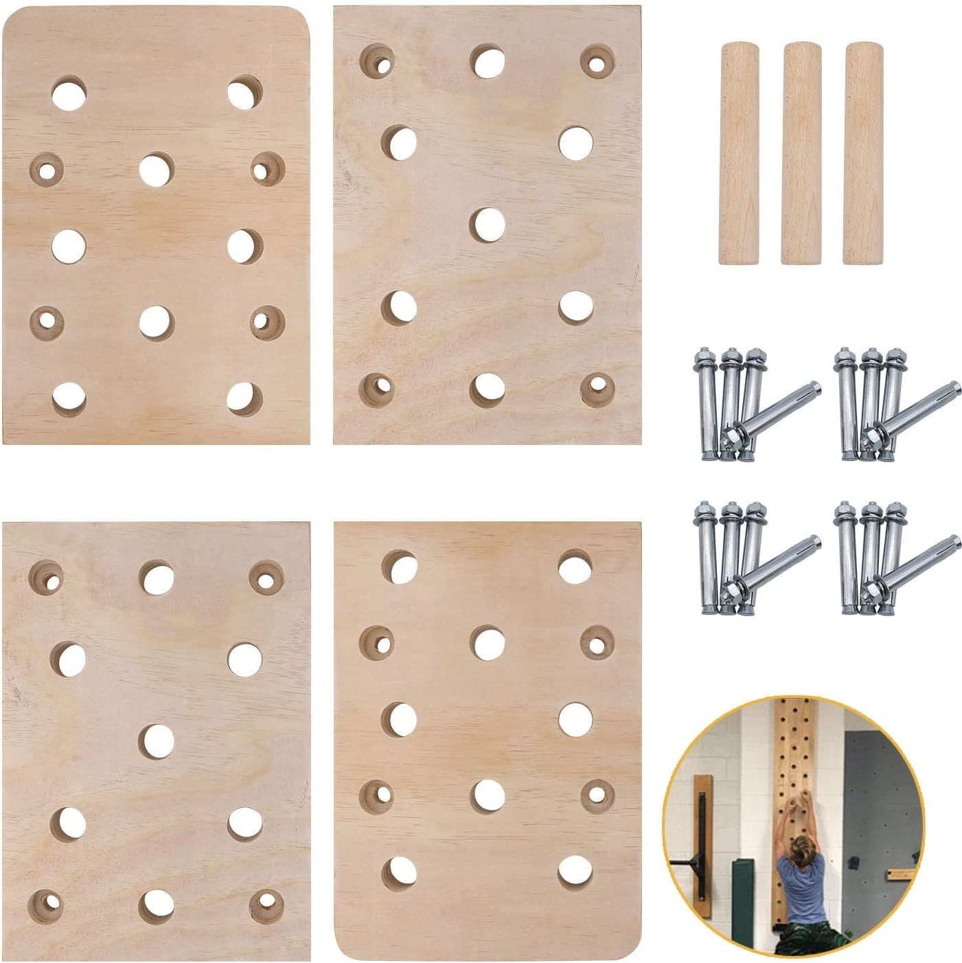 TRENDBOX Climbing Holds, 12"x48" 23 Holes Climbing Pegboard, Rock ...