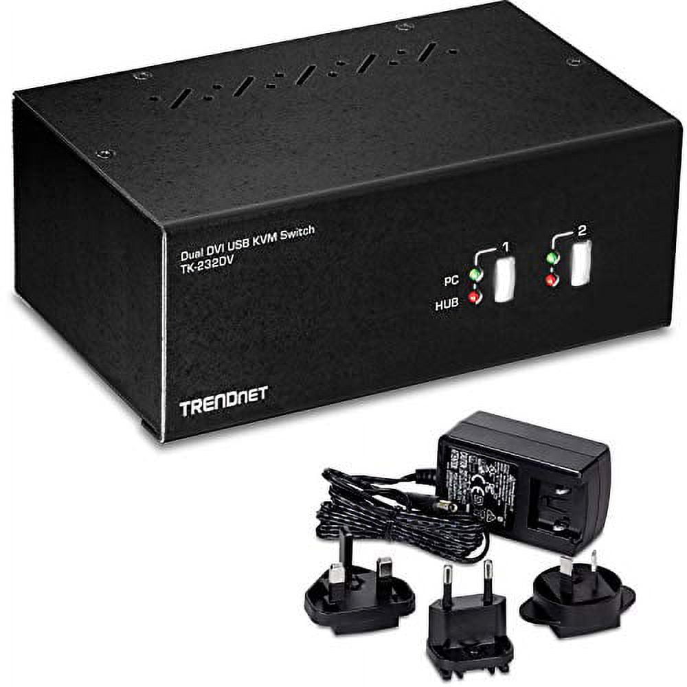 TRENDnet 2-Port Dual Monitor DVI KVM Switch with Audio, 2-Port USB 2.0 ...