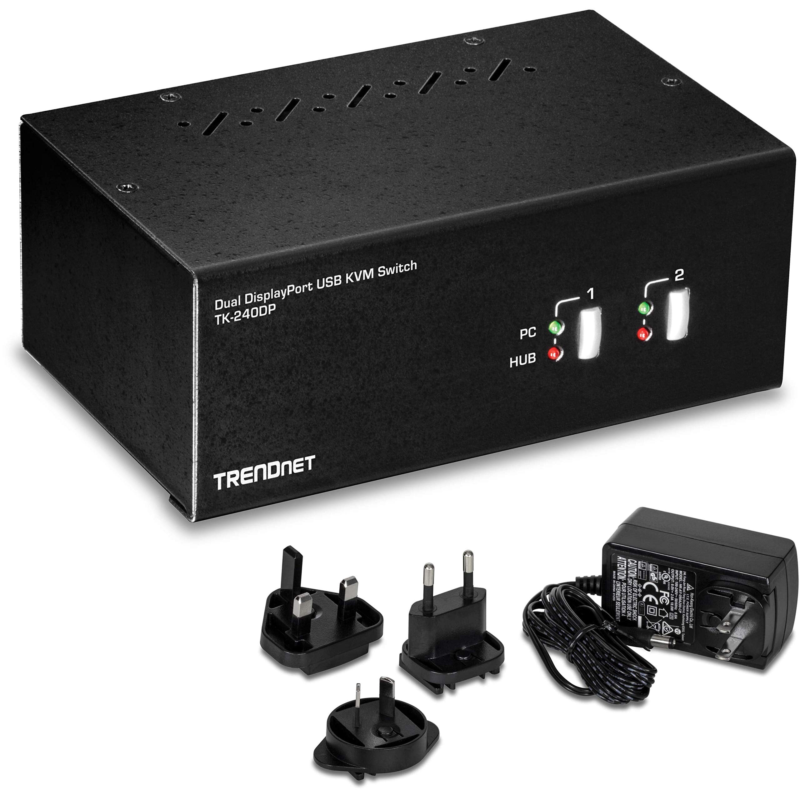 TRENDnet 2-Port Dual Monitor DisplayPort KVM Switch with Audio, 2-Port ...