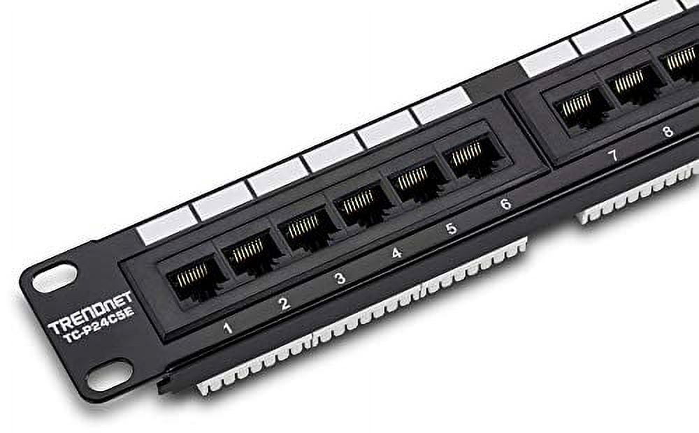 TRENDnet 24-Port Cat5-5e RJ-45 UTP Unshielded Patch Panel, Wallmount or Rackmount, 100Mhz, Color ...