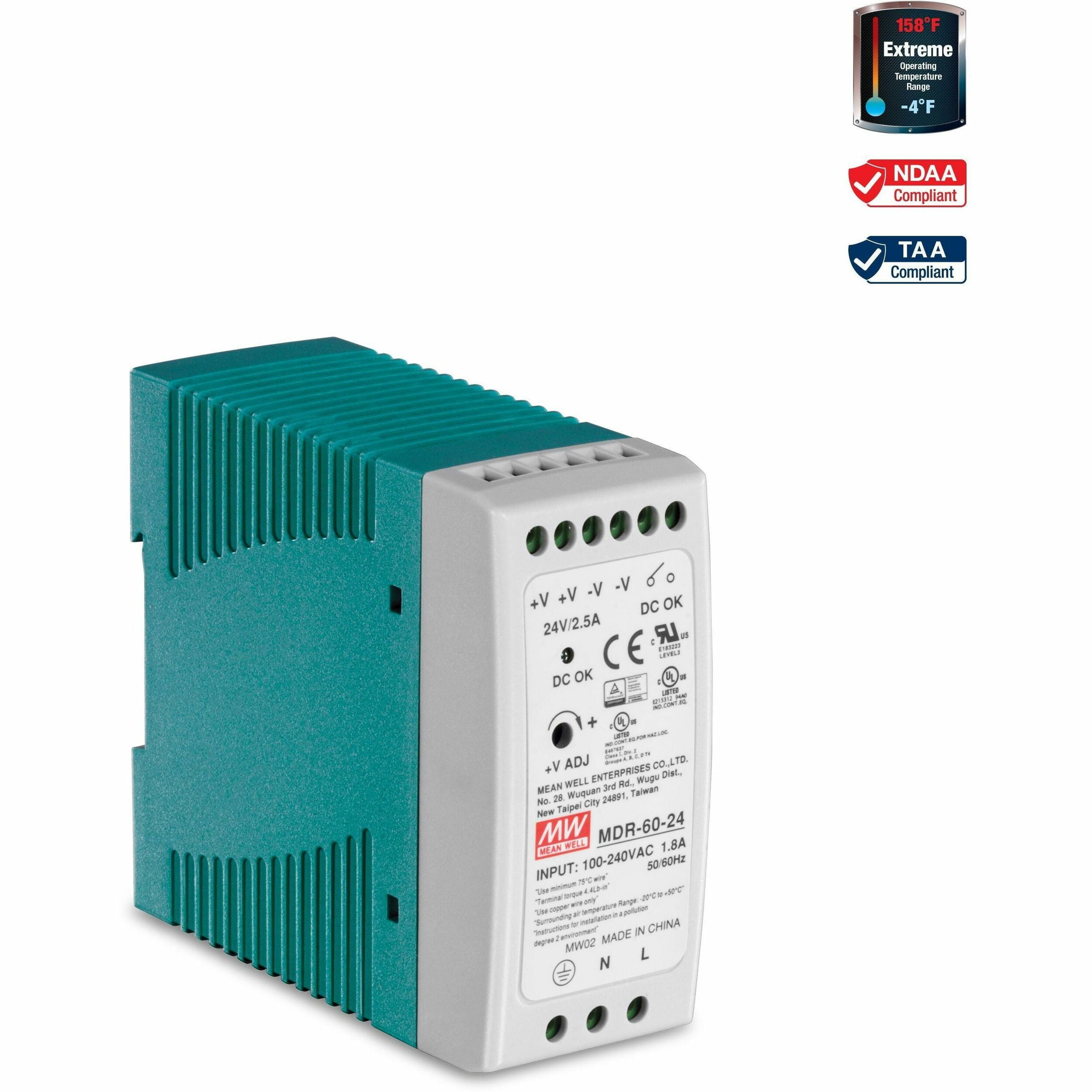 TRENDnet TI-M6024 DIN Rail 24V 60W Power Supply for TI-G50, TI-G62, TI-G80, TI-F11SFP - Walmart ...