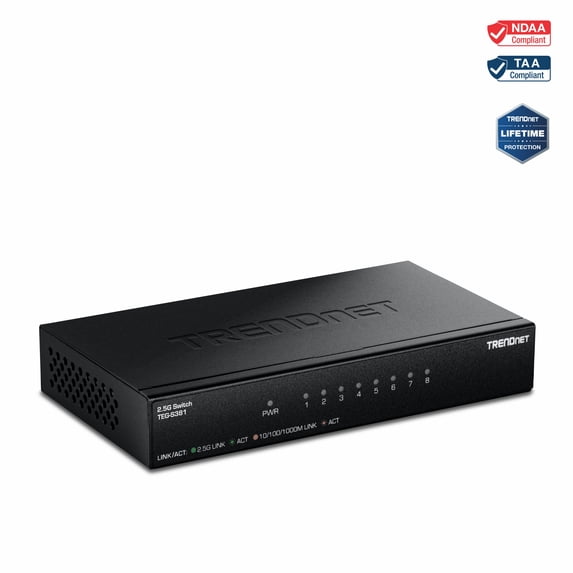 TRENDnet, 8-Port 2.5G Switch, TEG-S381, Wall Mountable Metal Enclosure ...