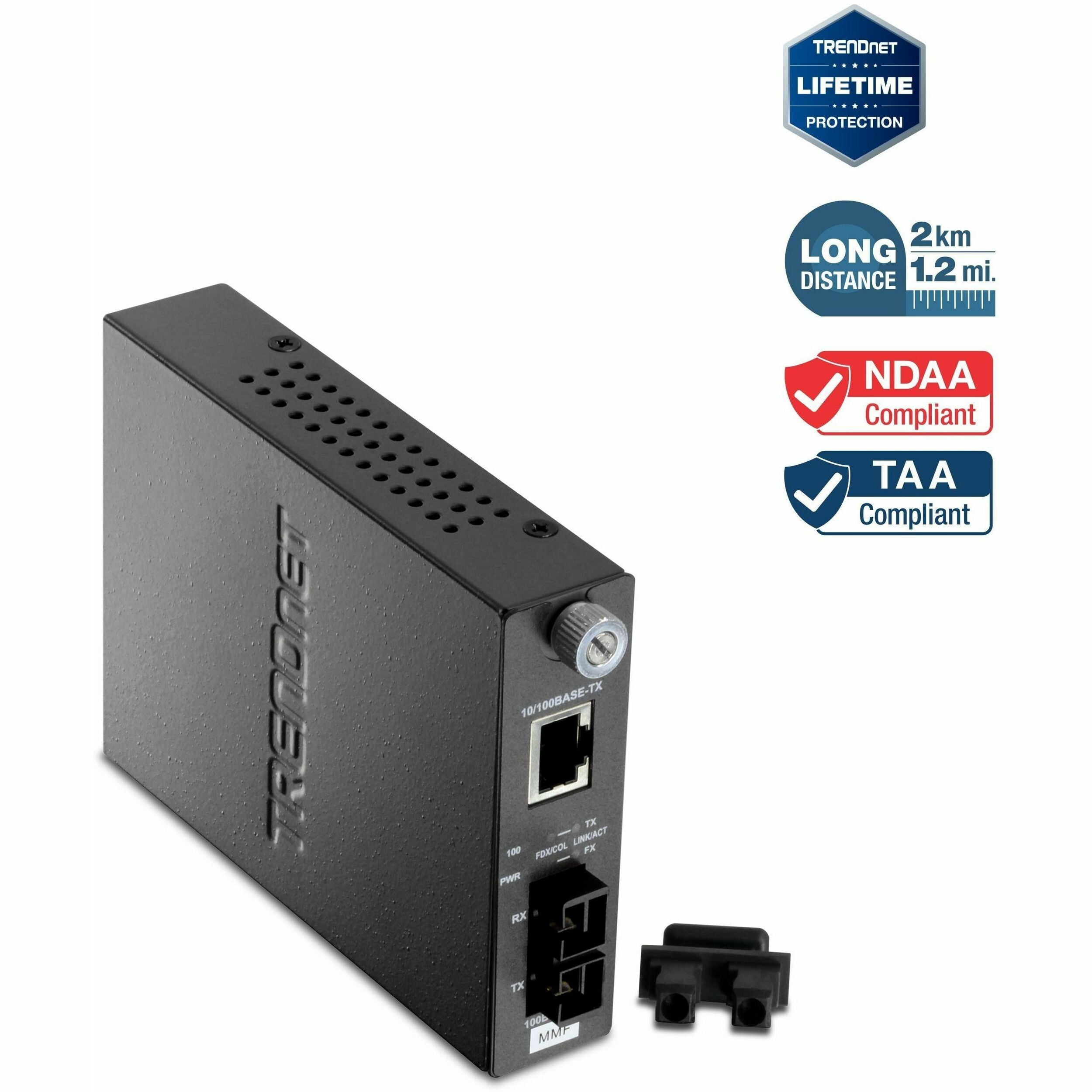 TRENDnet TFC-110MSC 10/100Base-TX to 100Base-FX SC-type Fiber Converter ...