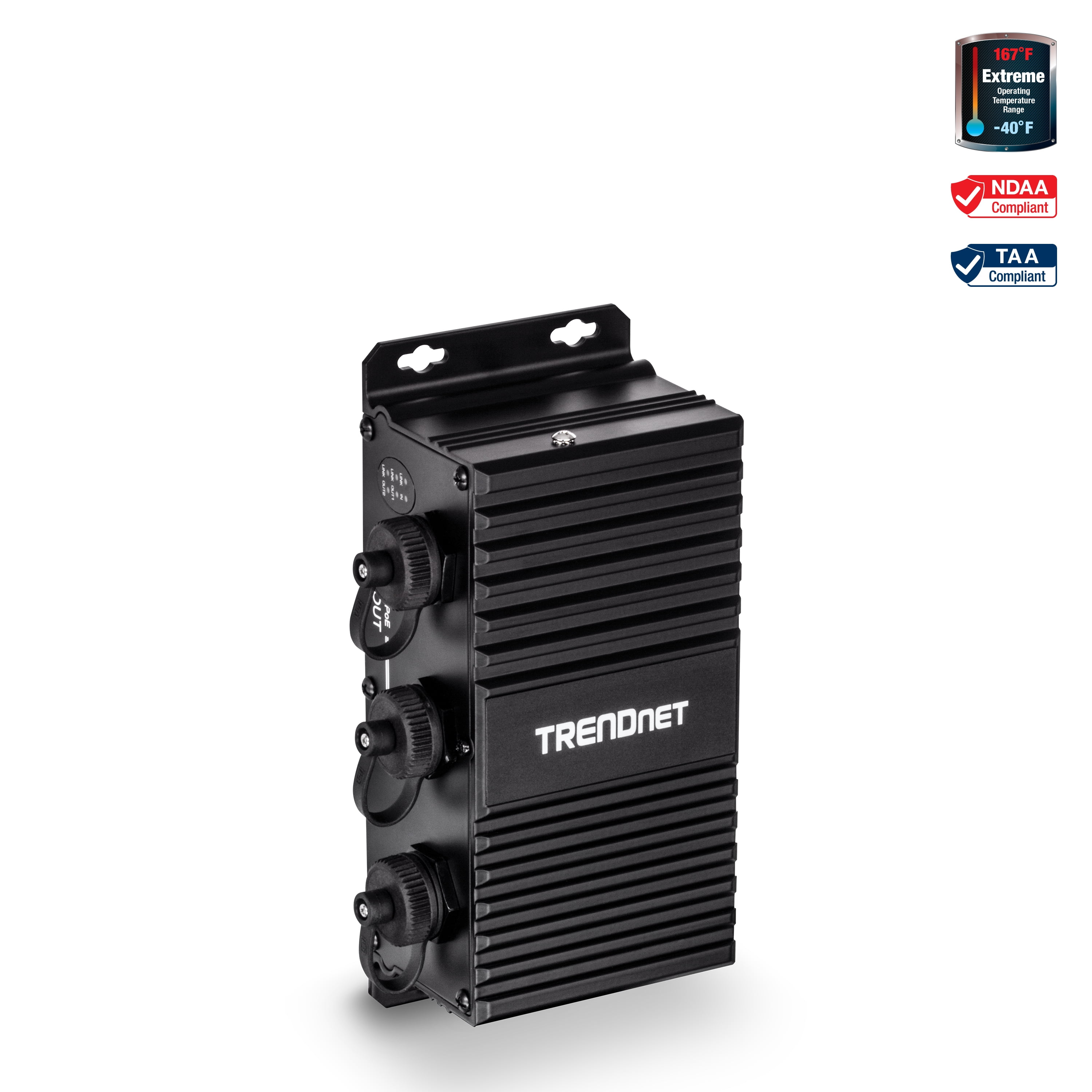 TRENDnet TI-EU120 2-Port Industrial Outdoor Gigabit UPoE Extender ...