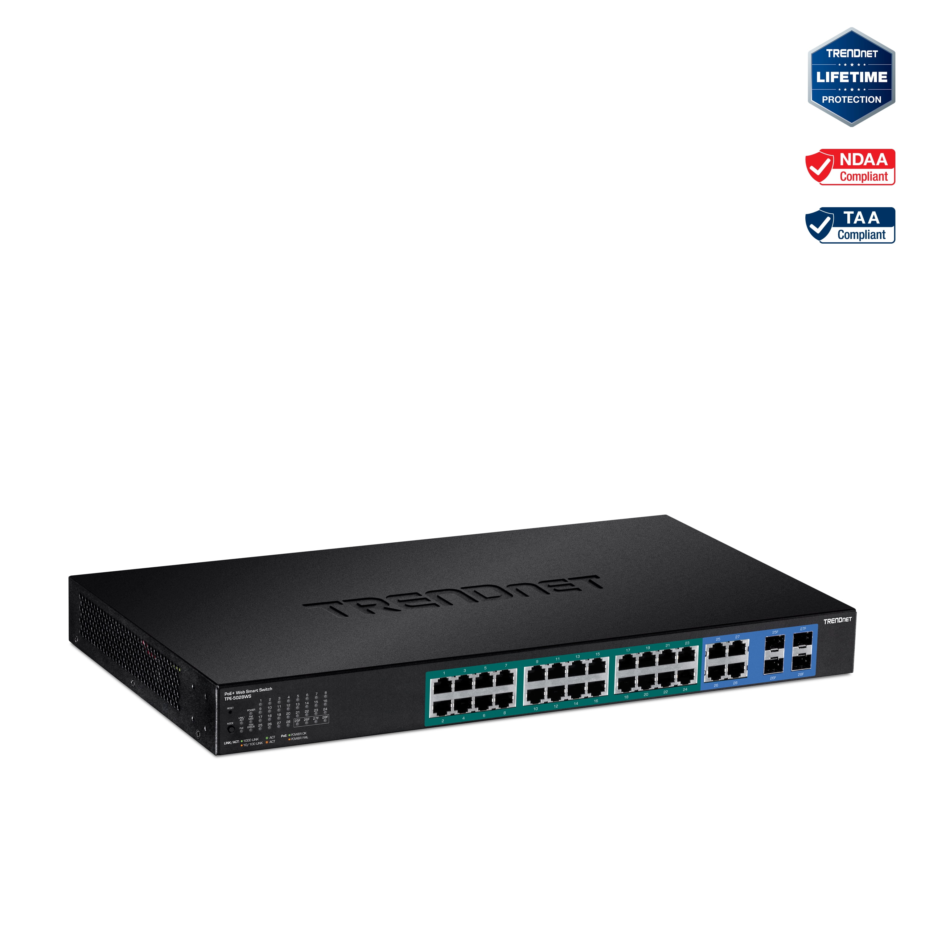 TRENDnet TPE-5028WS 28-Port Gigabit Web Smart PoE+ Switch (370W ...