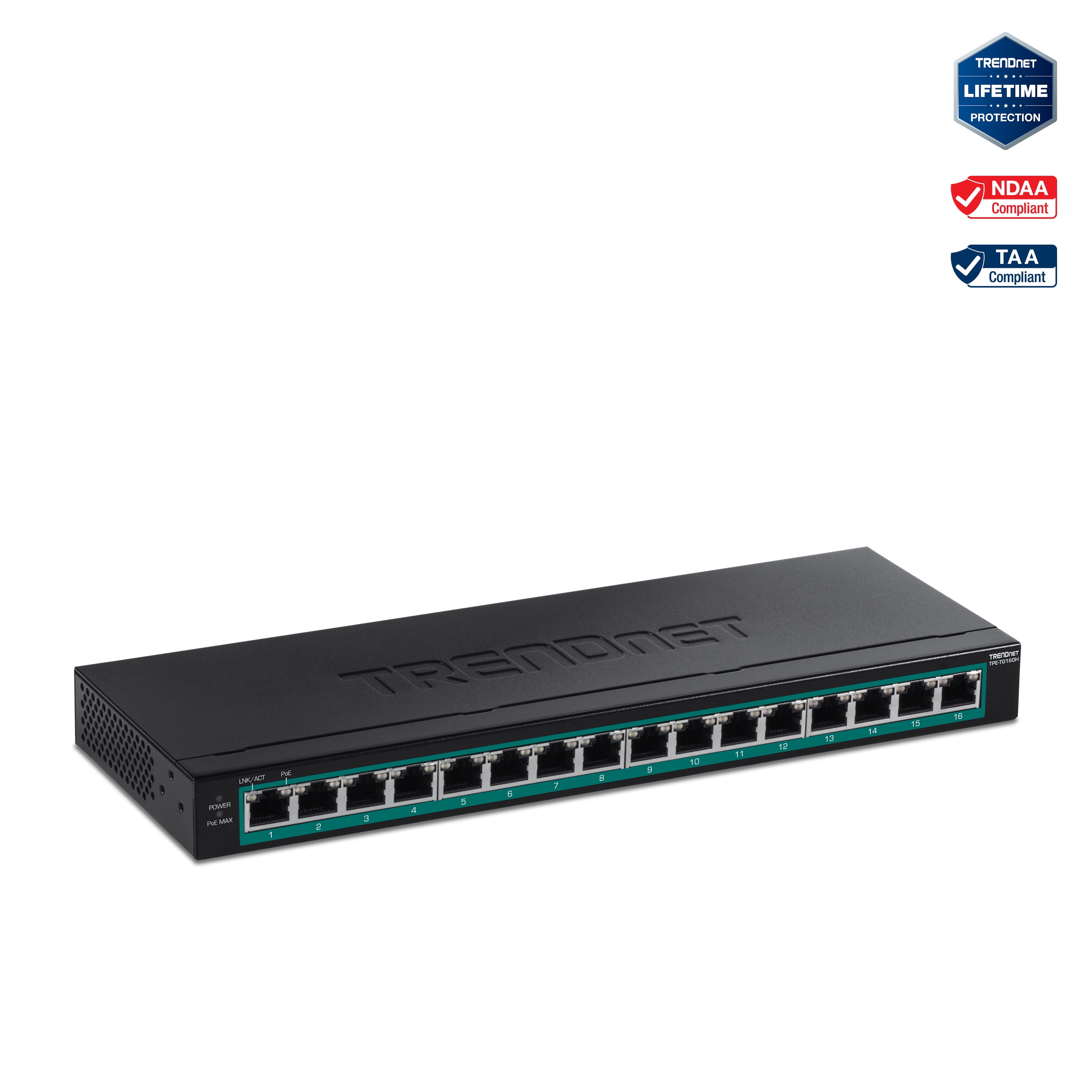 TRENDnet TPE-TG160H, 16-Port Gigabit PoE+ Switch - Walmart.com