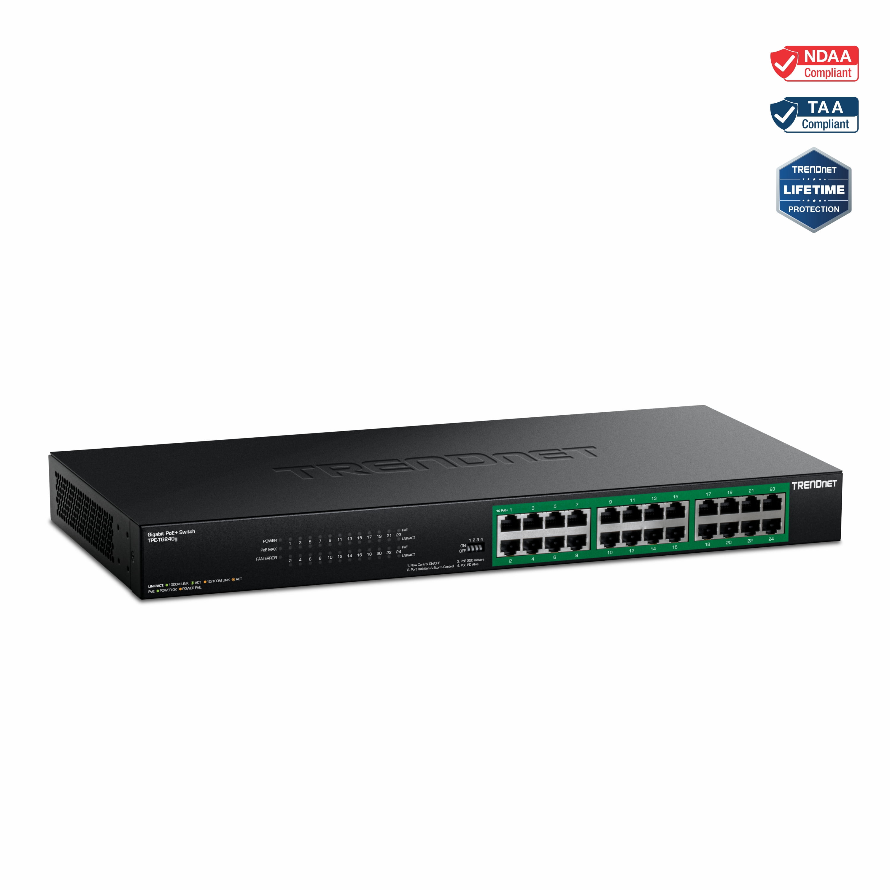 TRENDnet 24-Port Gigabit Ethernet Network Server PoE+ Switch, TPE ...