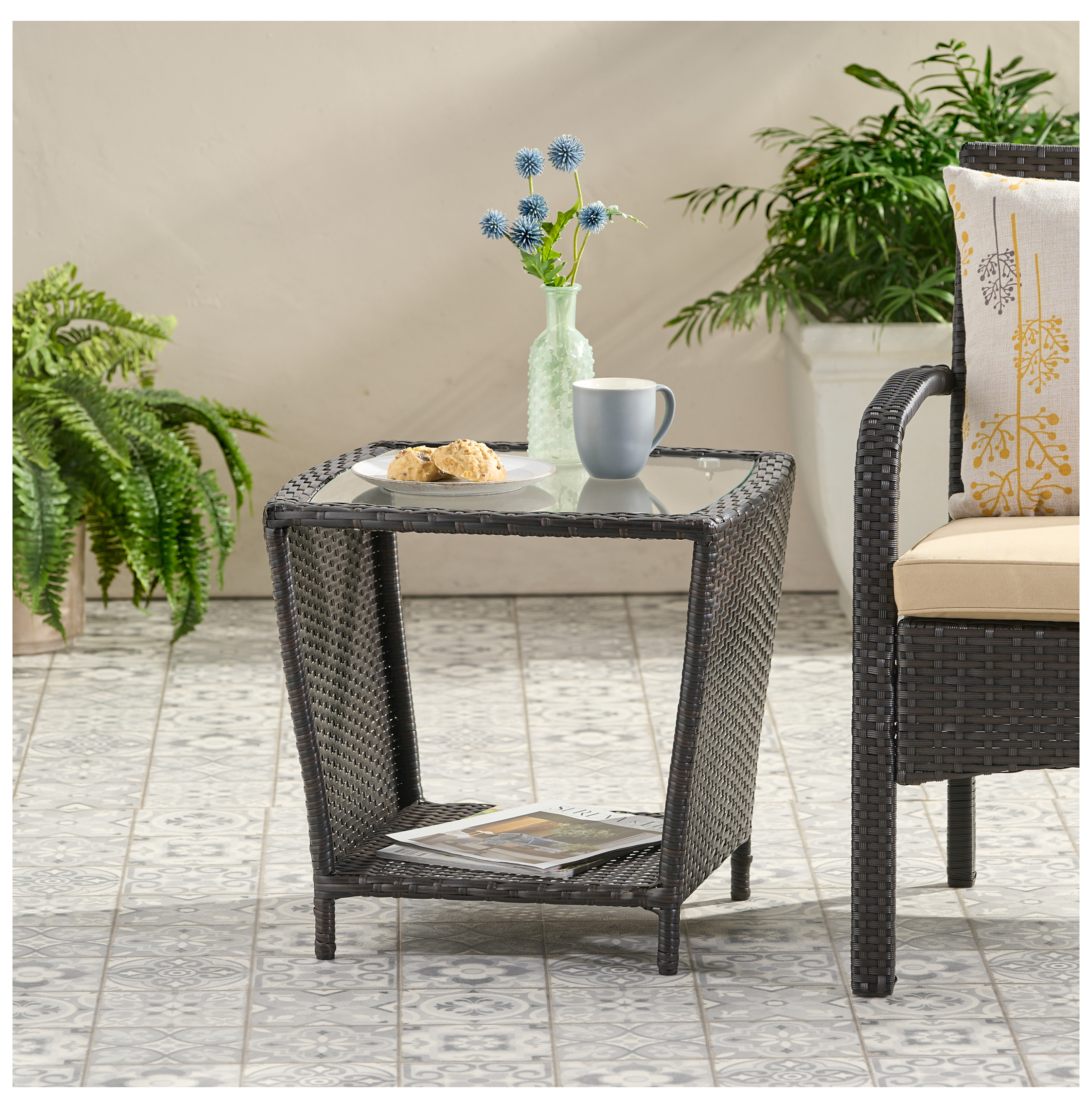 TRENTON SIDE TABLE (AS ORIGINAL W/GLASS TOP Brown - Walmart.com