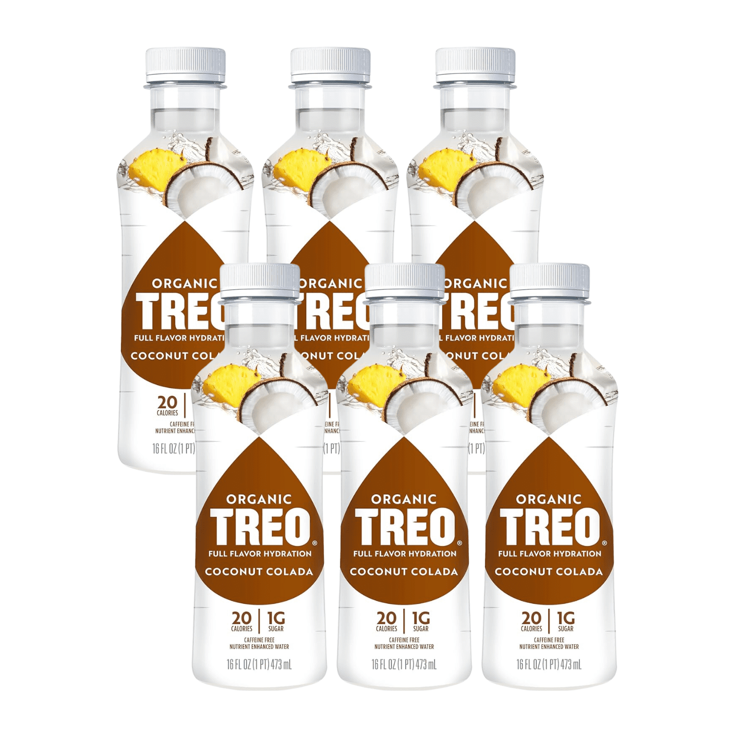 TREO Fruit & Birch Water Drink, Coconut Colada, 16 fl oz (Pack of 6 ...