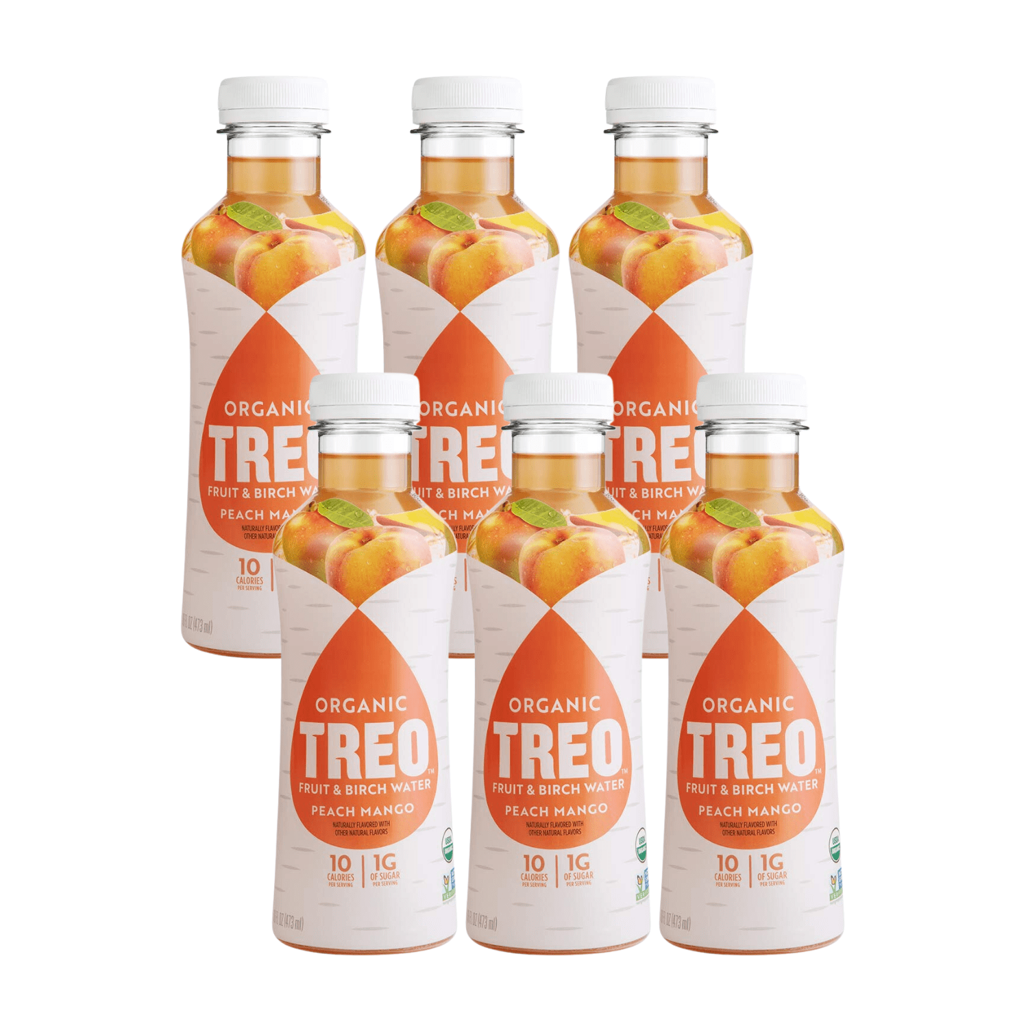 TREO Fruit & Birch Water Drink, Peach Mango, 16 fl oz (Pack of 6 ...