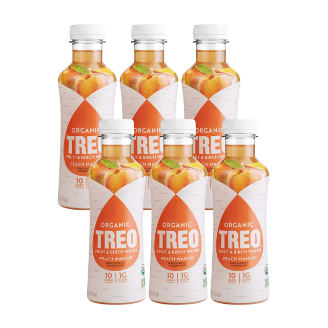 TREO Fruit & Birch Water Drink, Peach Mango, 16 fl oz (Pack of 6 ...