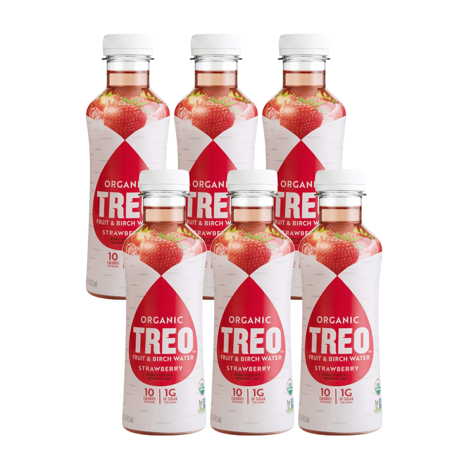 TREO Fruit & Birch Water Drink, Strawberry, 16 fl oz (Pack of 6 ...