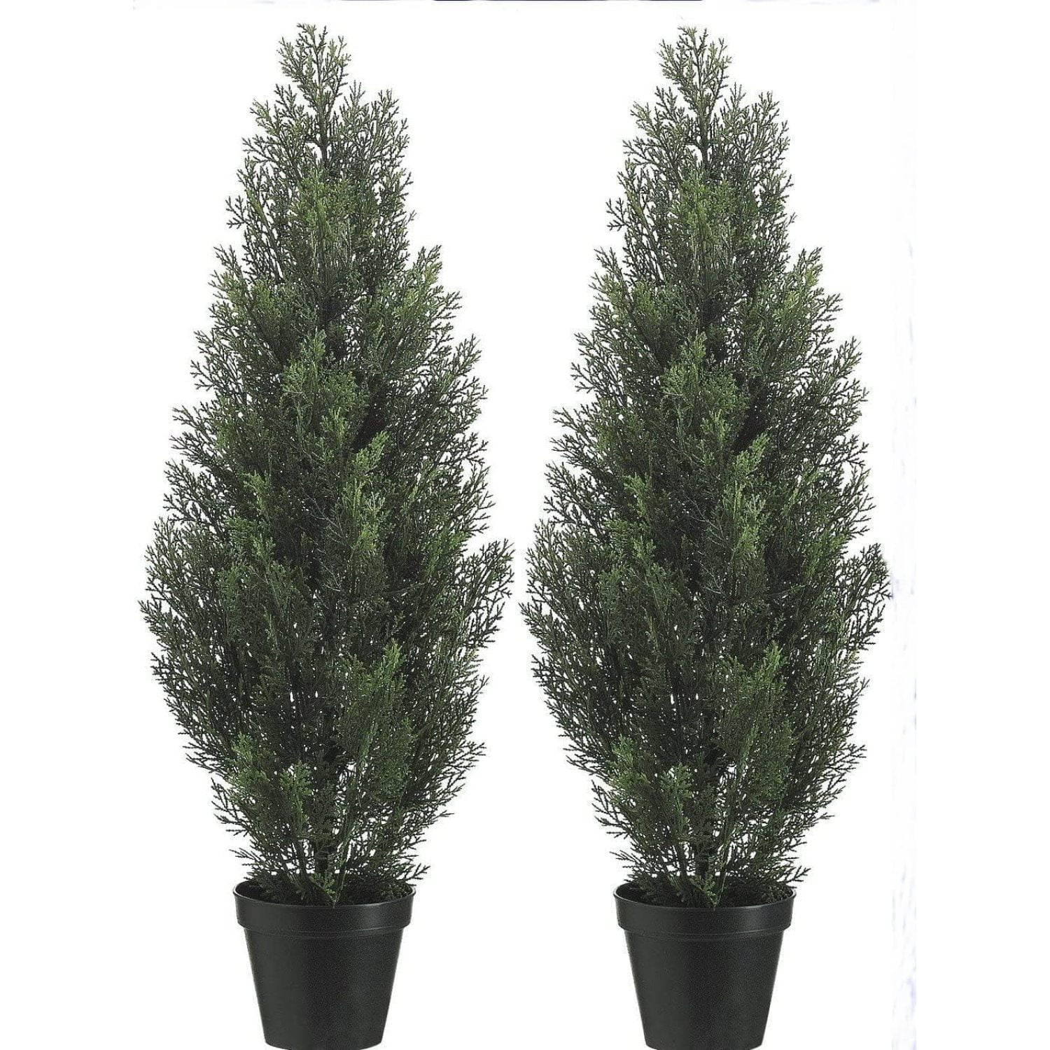 TRESIL Two 3 Foot Outdoor Artificial Cedar Trees Potted Plants ...