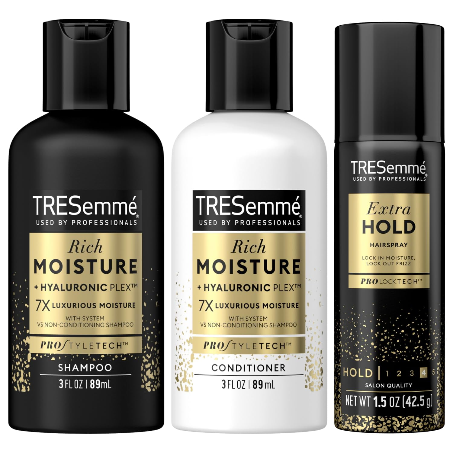 TRESemme Hair Care Travel Set – Rich Moisture Shampoo & Conditioner + Extra Hold Hairspray (3 ...