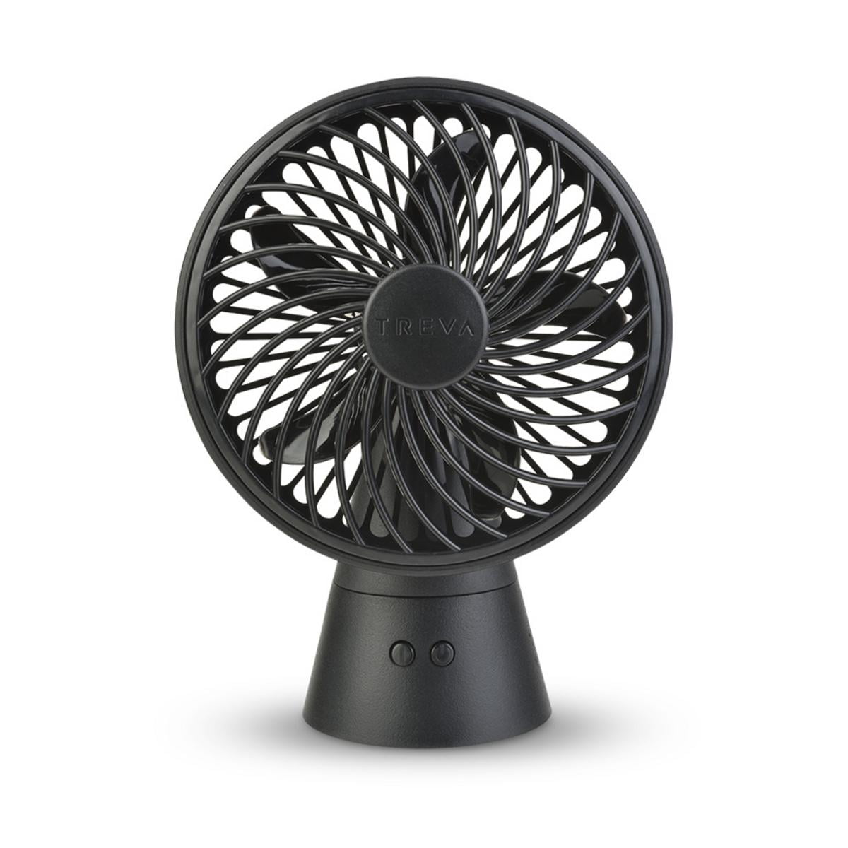 TREVA 5 Inch Oscillating Rechargeable Fan, USB Charging Port, 3 Speed ...
